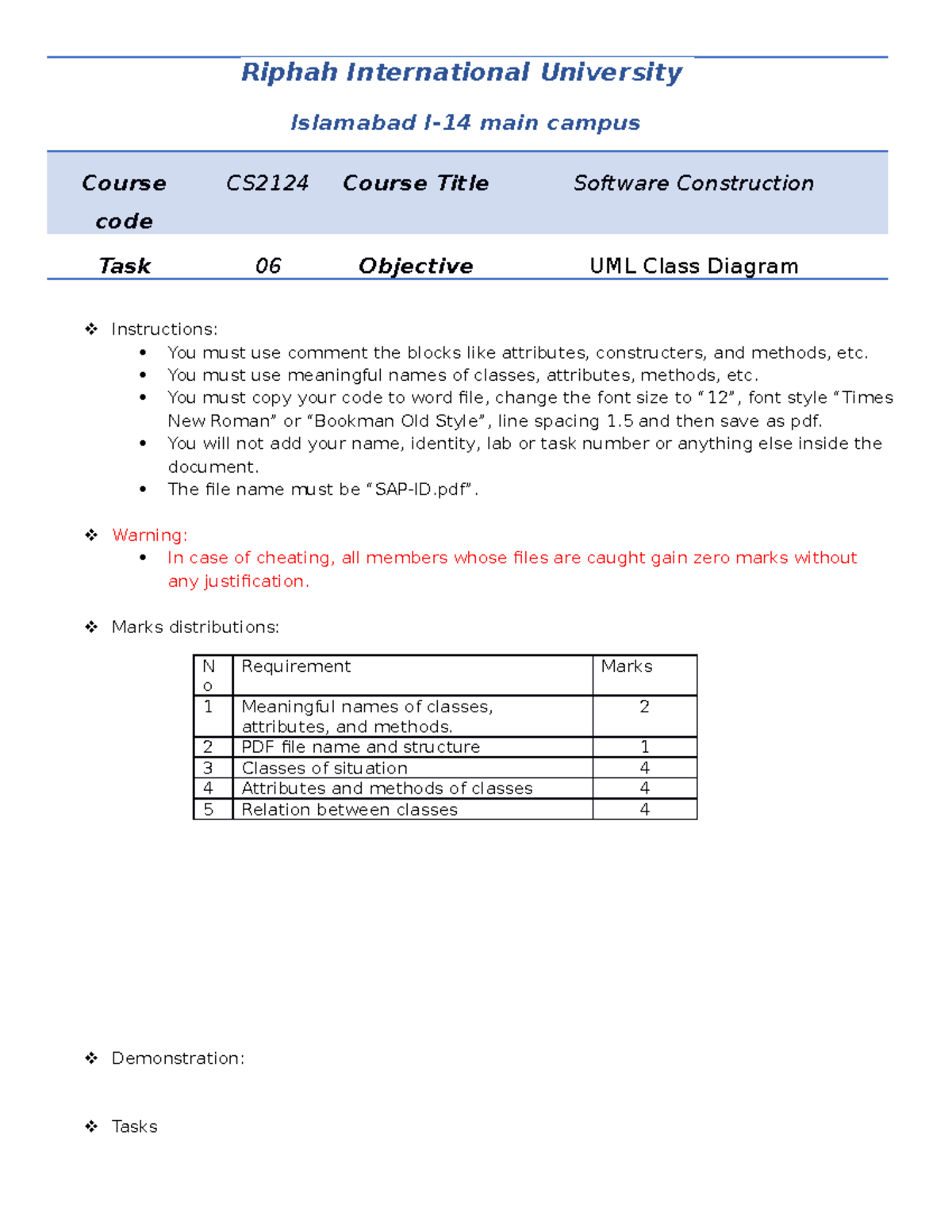 Lab 06 - Database lab6 - Riphah International University Islamabad I-14 main campus Course code ...