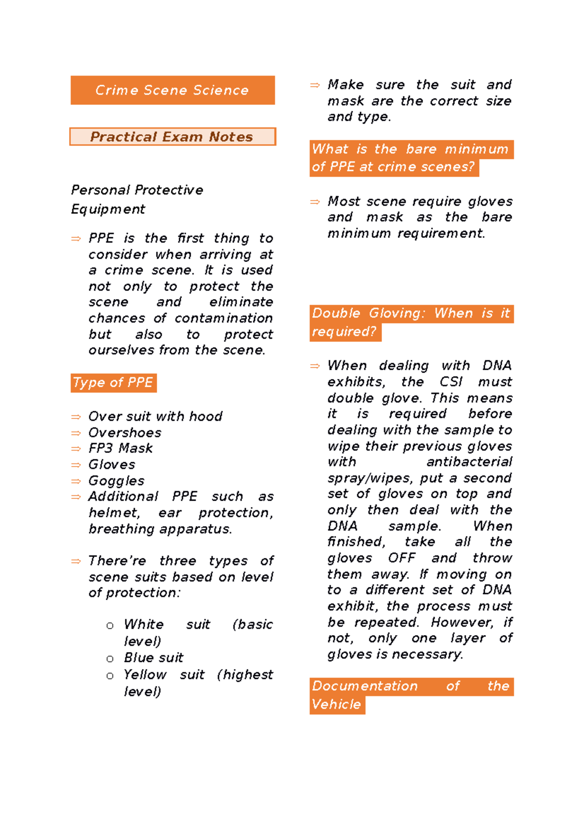 Practical Crime Scene Science Notes - Crime Scene Science Practical ...
