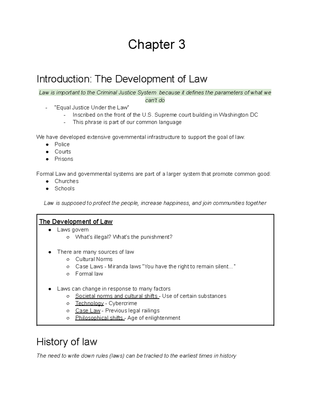 CJS.105.02 Chapter 3 summary - Chapter 3 Introduction: The Development ...