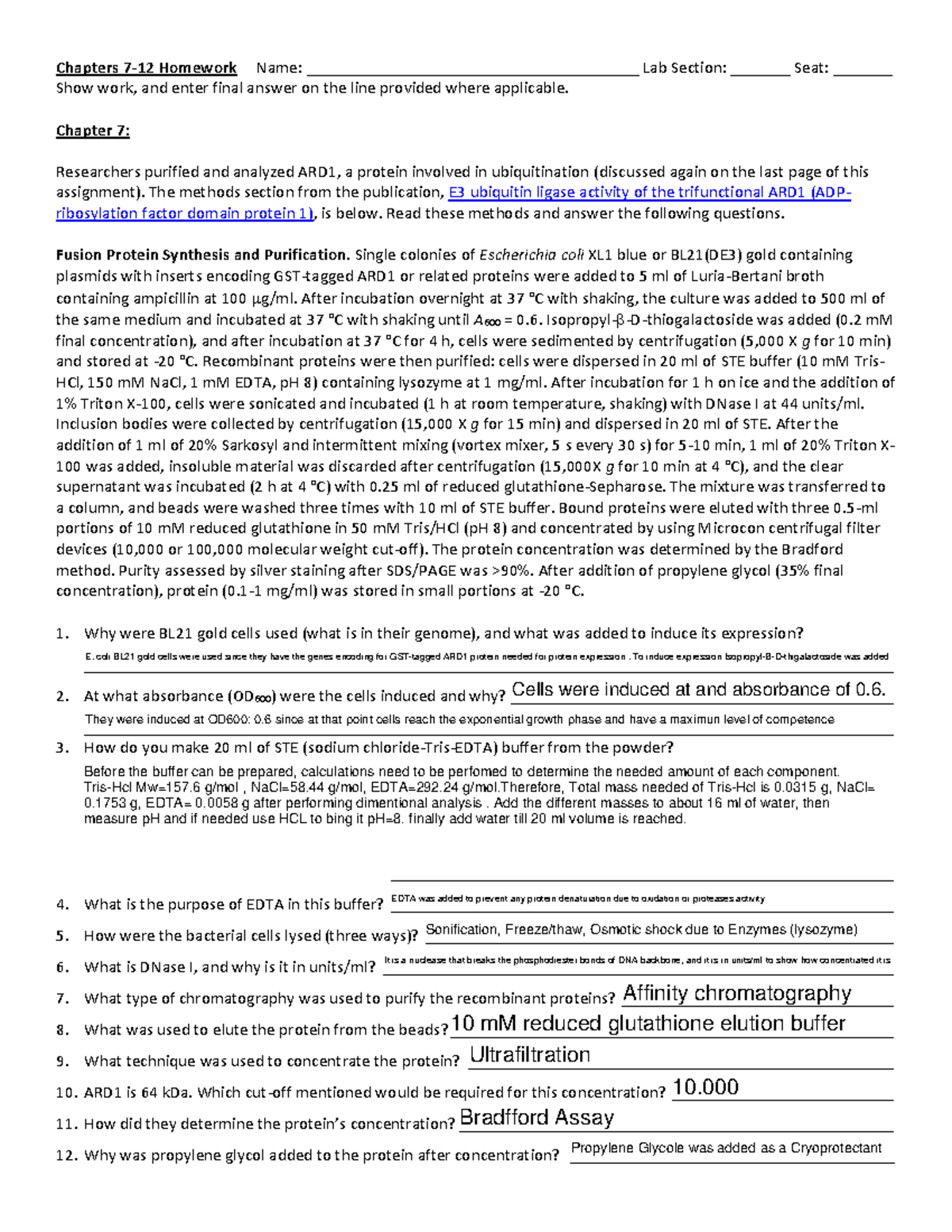 Chapters 7-12 Homework - BSC 3403C - UCF - Studocu