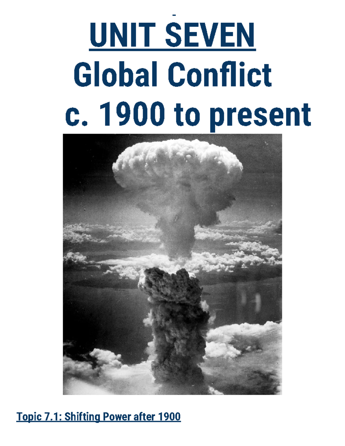 Unit 7 Outline Master Out Line For Unit 7 Unit Seven Global