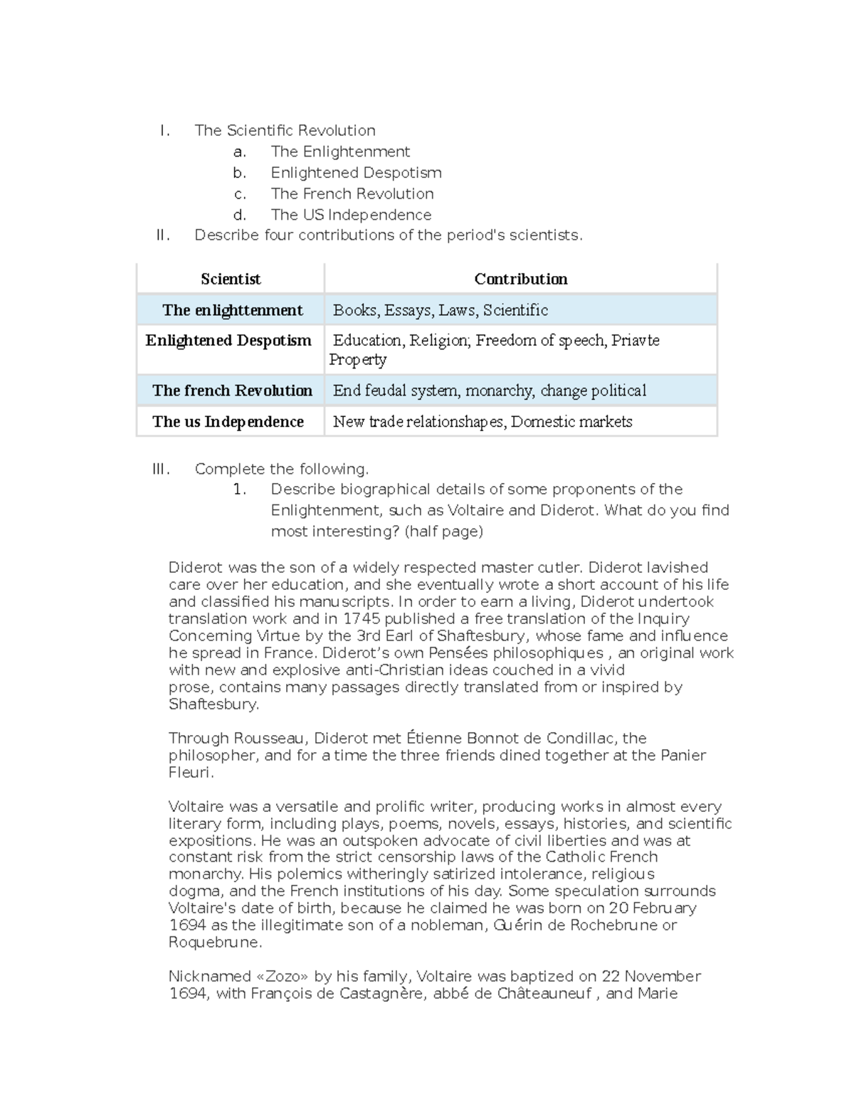 Activity 3 Conteporary - I. The Scientific Revolution a. The ...