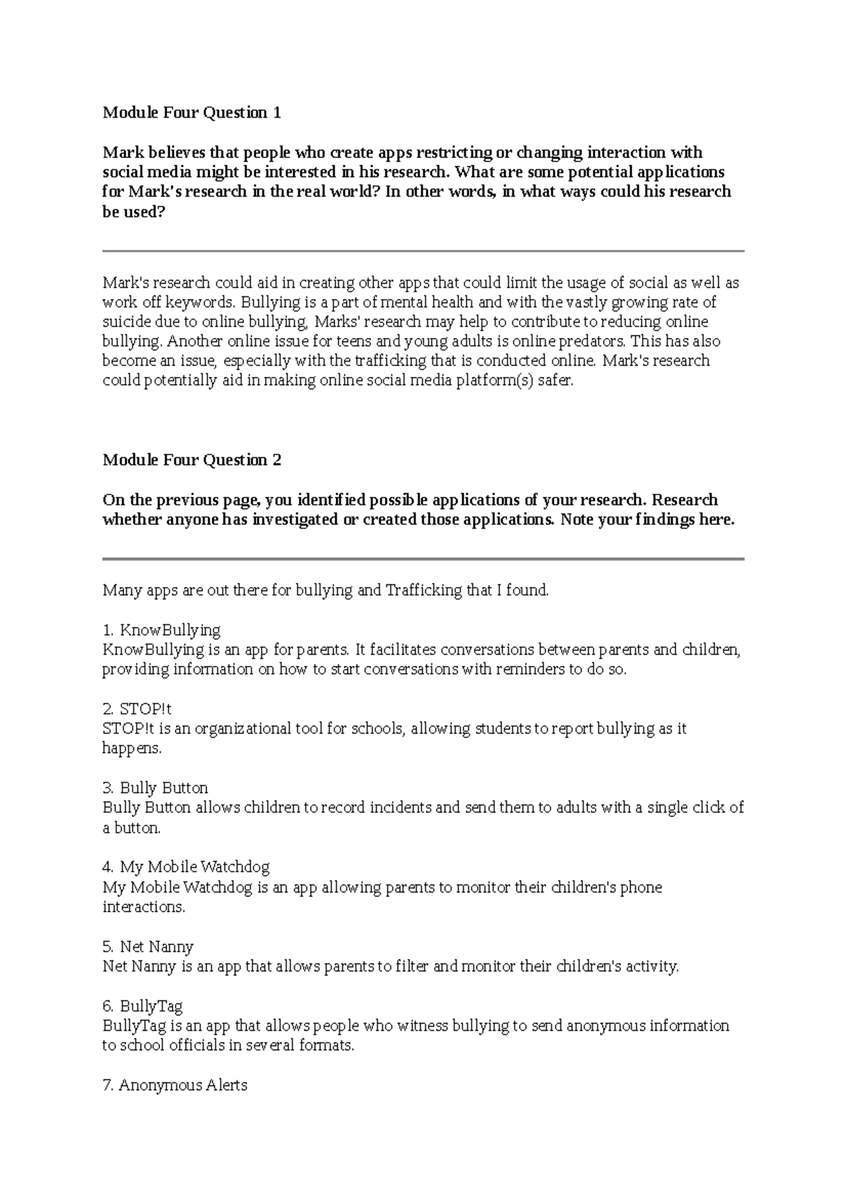 SCS 200 Applied Social Sciences - Module Four Question 1 Mark believes ...