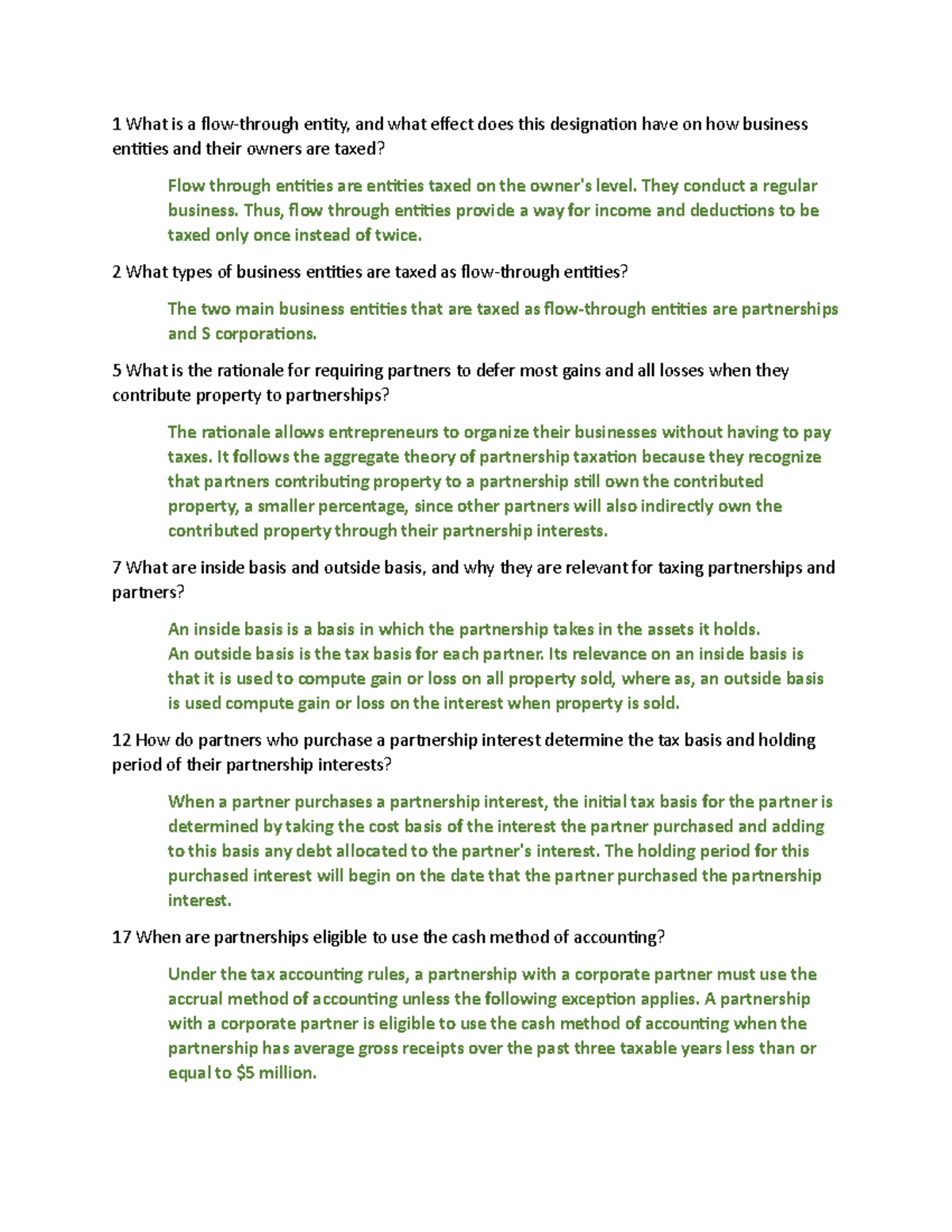 DQ Ch 9 - Stuff - 1 What is a flow-through entity, and what effect does ...