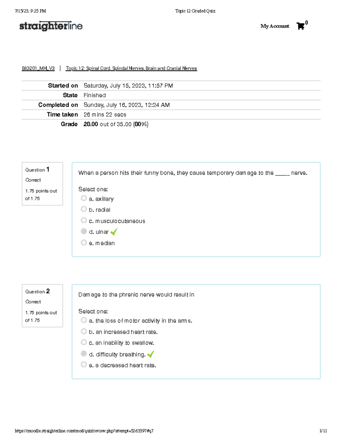 Straighterline quiz 12 - BIO 25 - CSUS - Studocu