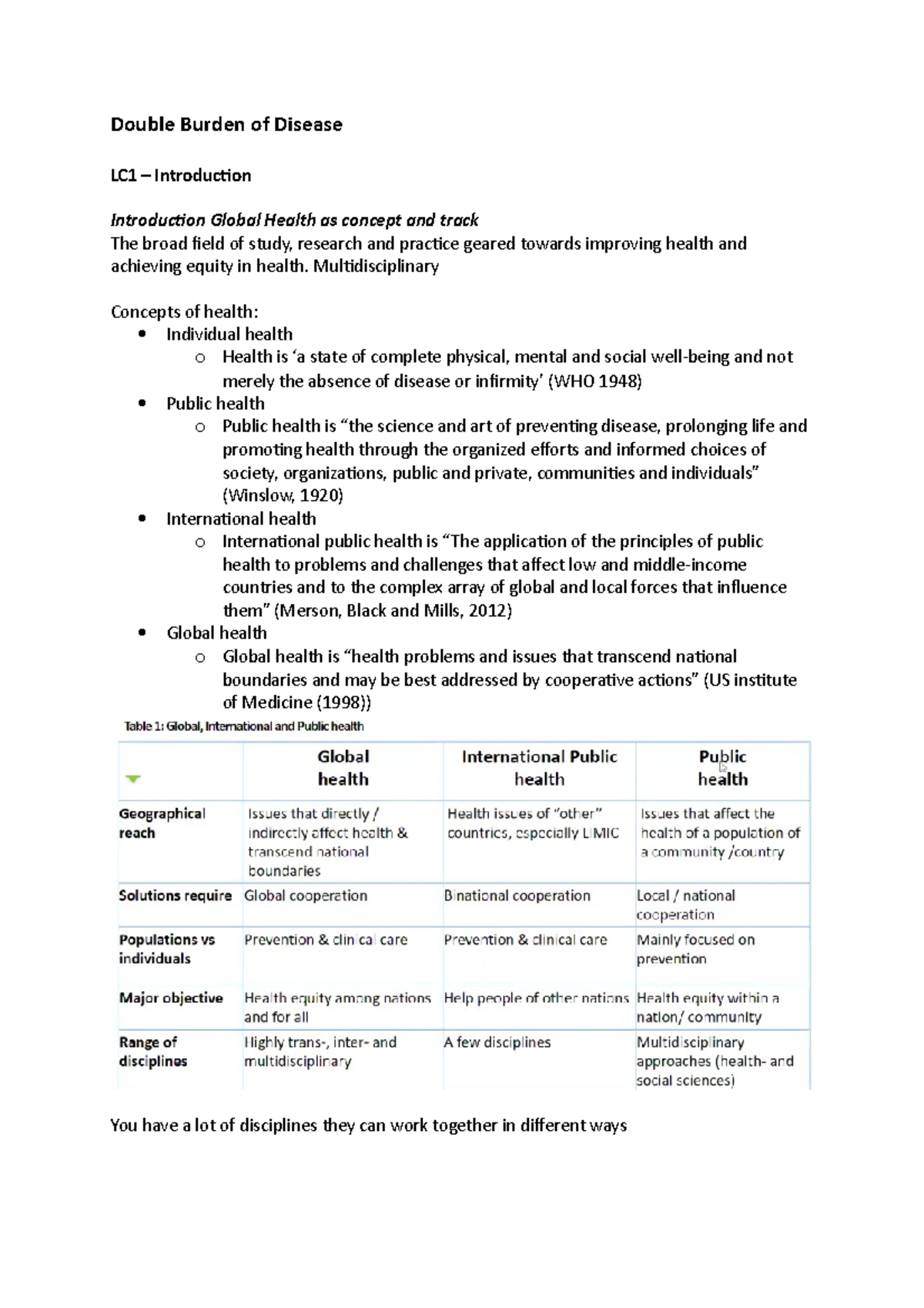 Lectures Double Burden of Disease - Double Burden of Disease LC1 ...