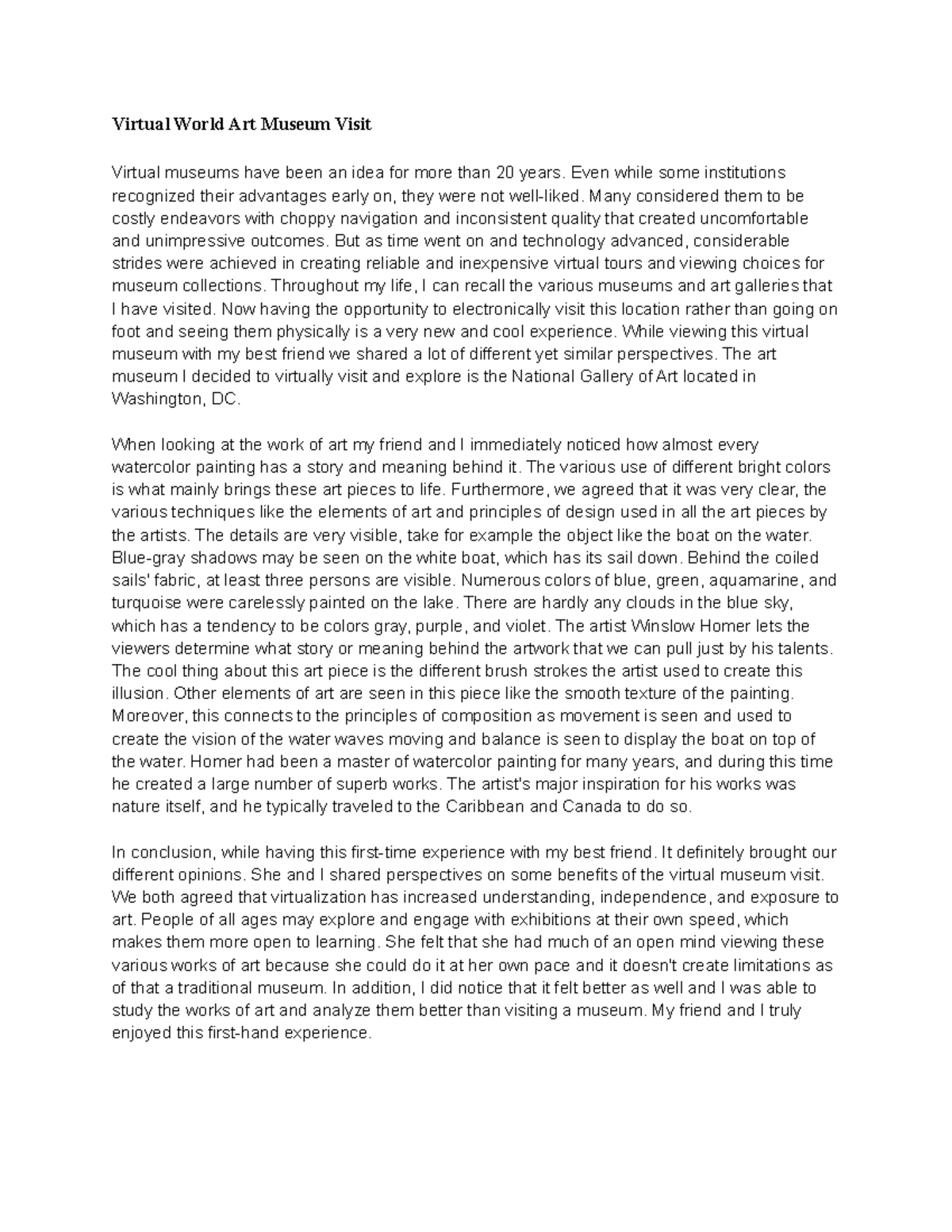 Virtual World Art Museum Visit - Virtual World Art Museum Visit Virtual ...