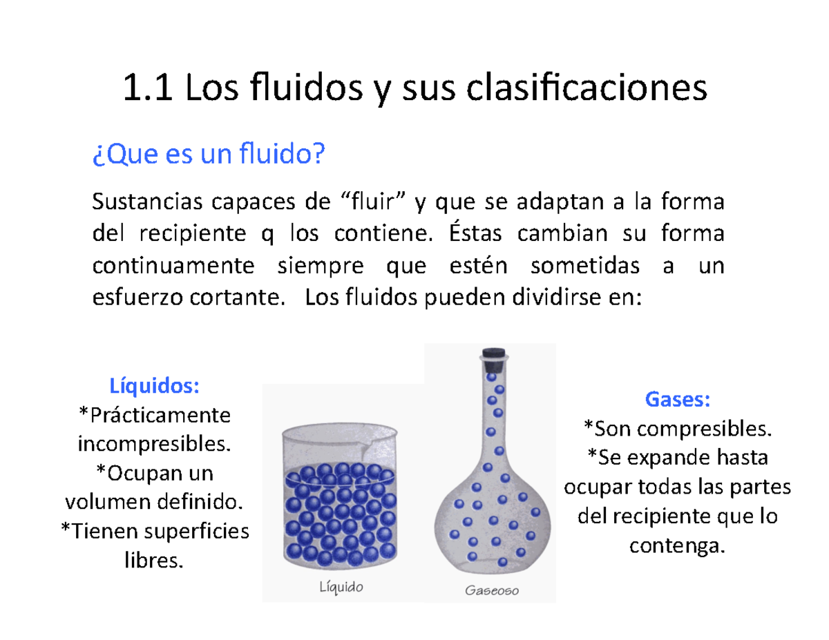 Propiedades fluidos - 1 Los fluidos y sus clasificaciones ¿Que es un ...