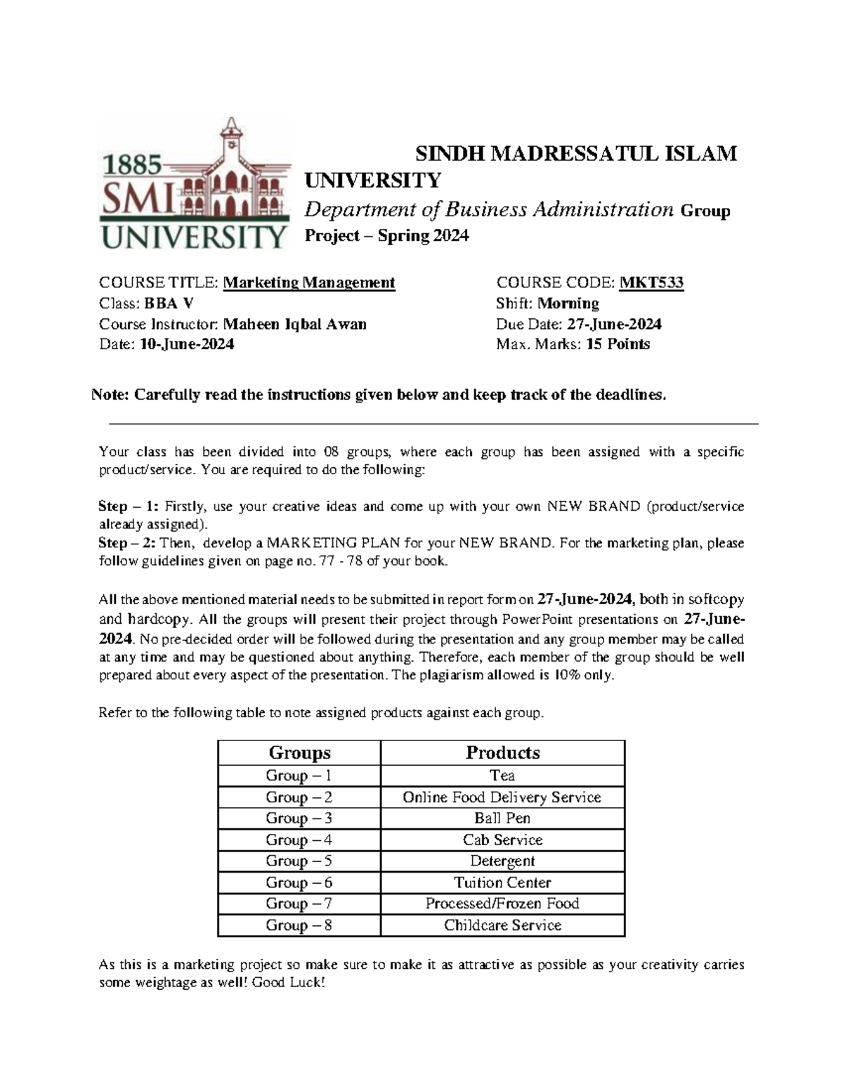 Mnew - SINDH MADRESSATUL ISLAM UNIVERSITY Department of Business ...