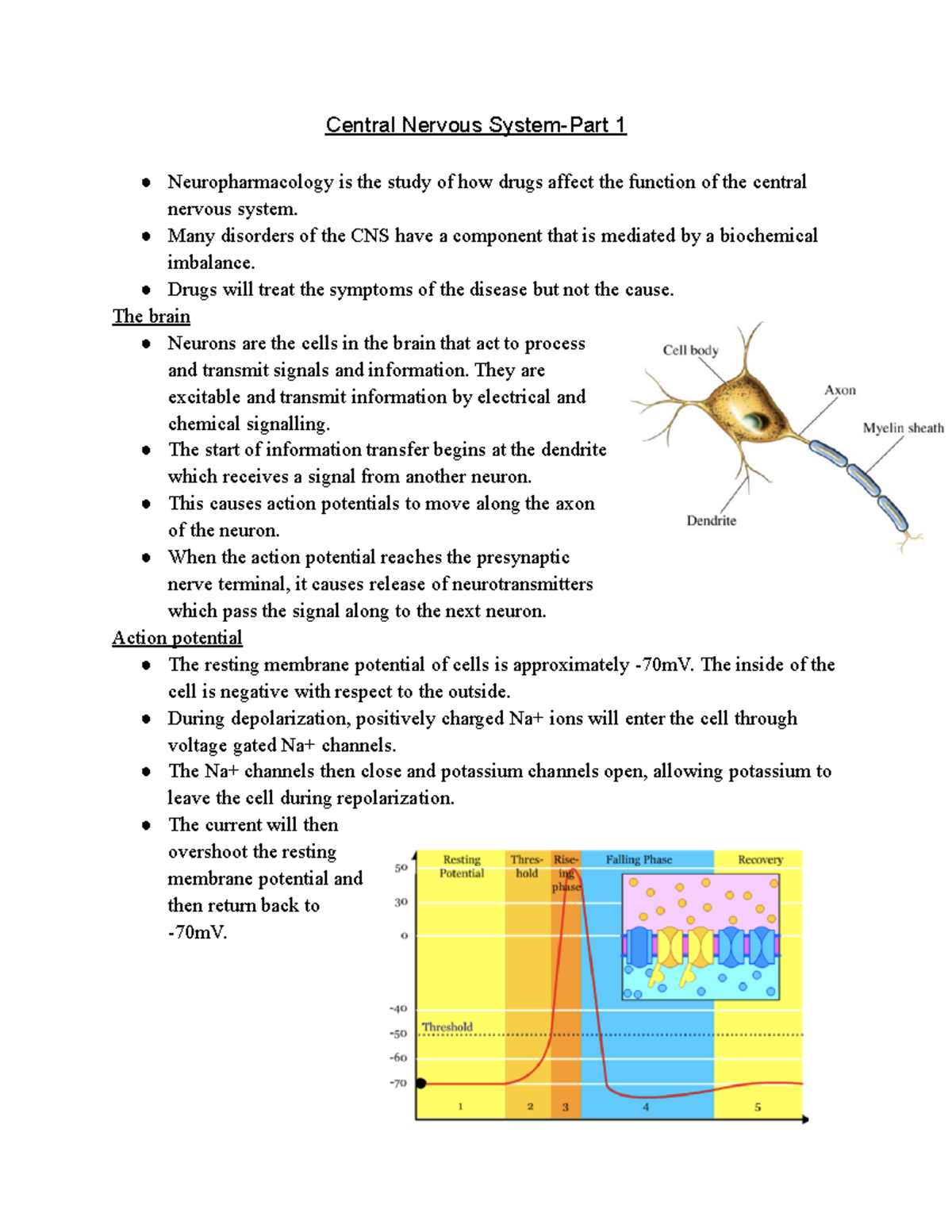 Module 14A - Lecture notes on central nervous system disorders and ...