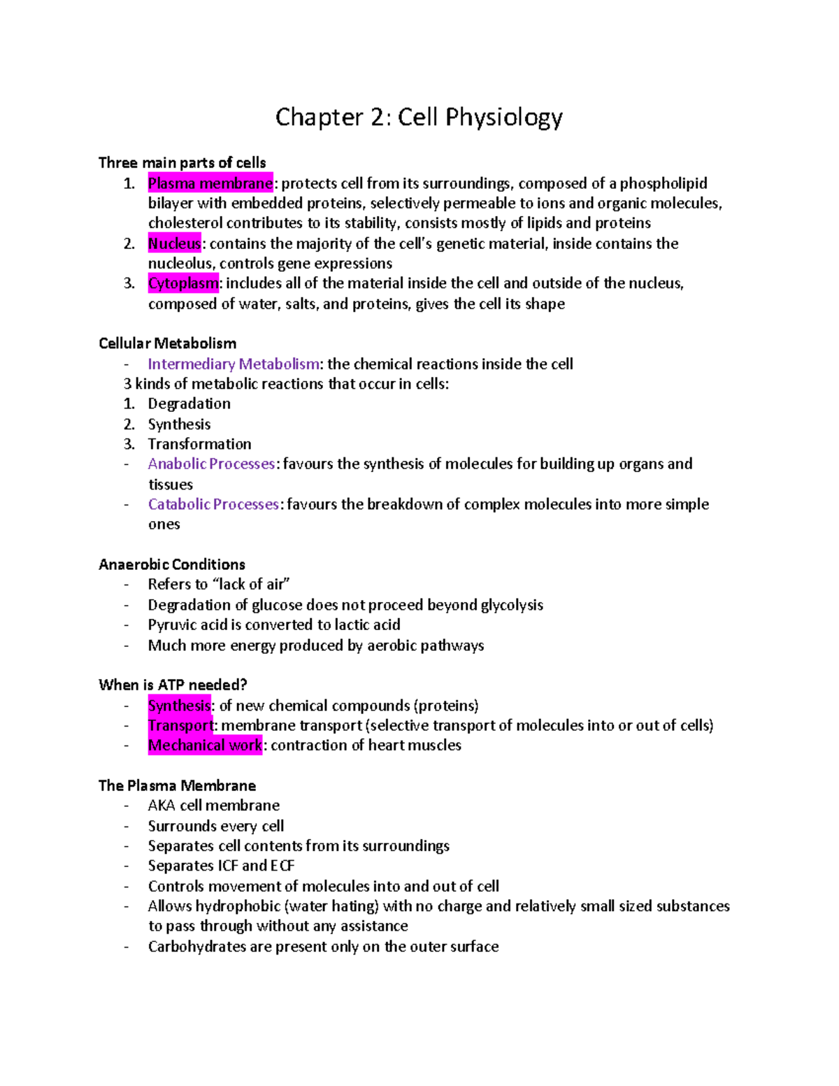 Chapter 2; Cell Physiology - Warning: TT: undefined function: 32 Warning: TT: undefined function ...