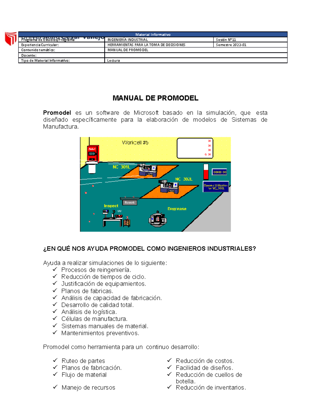Teoria promodel - MANUAL DE PROMODEL Promodel es un software de ...