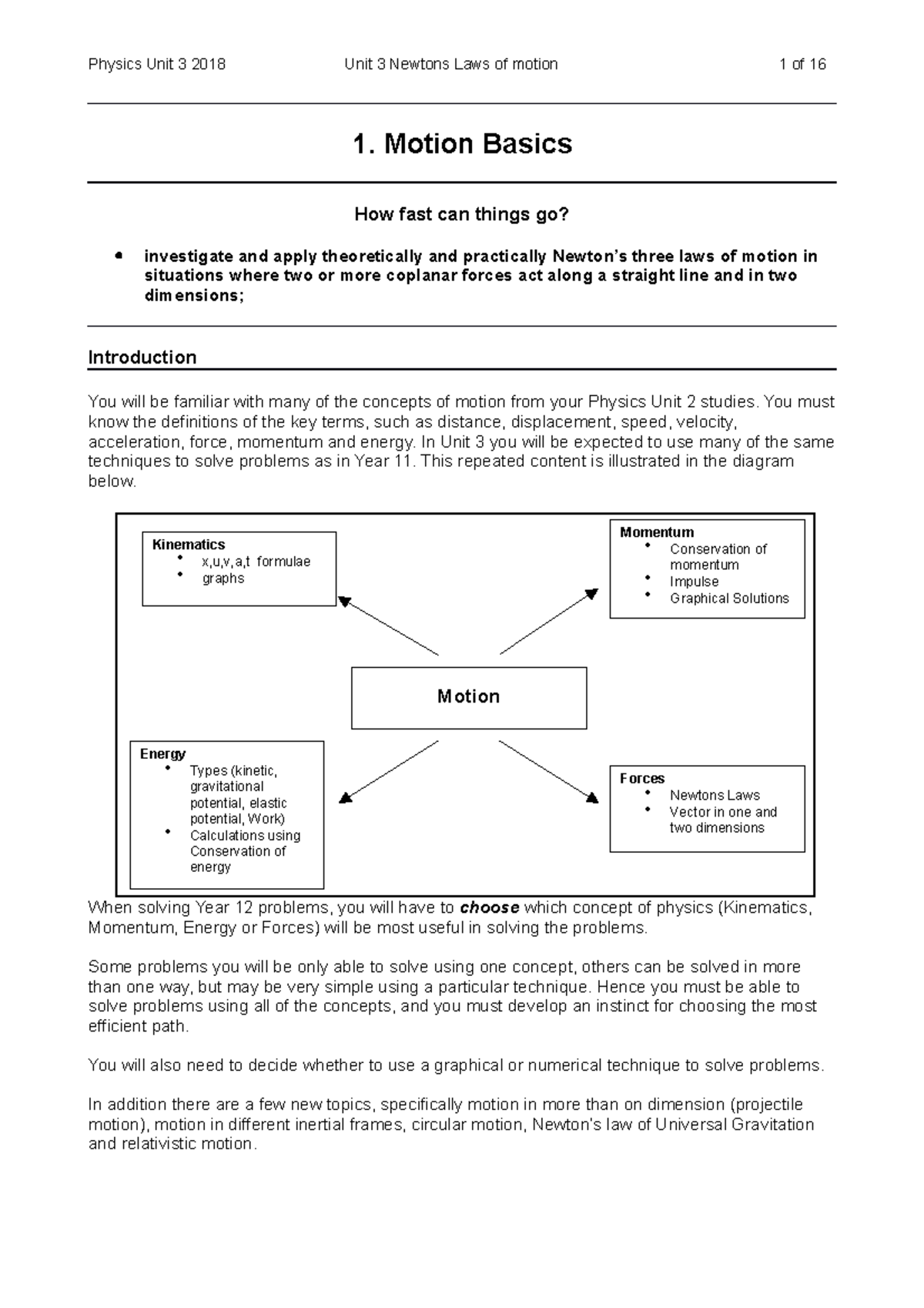 01 Motion Basics notes 2018 - 1. Motion Basics How fast can things go ...
