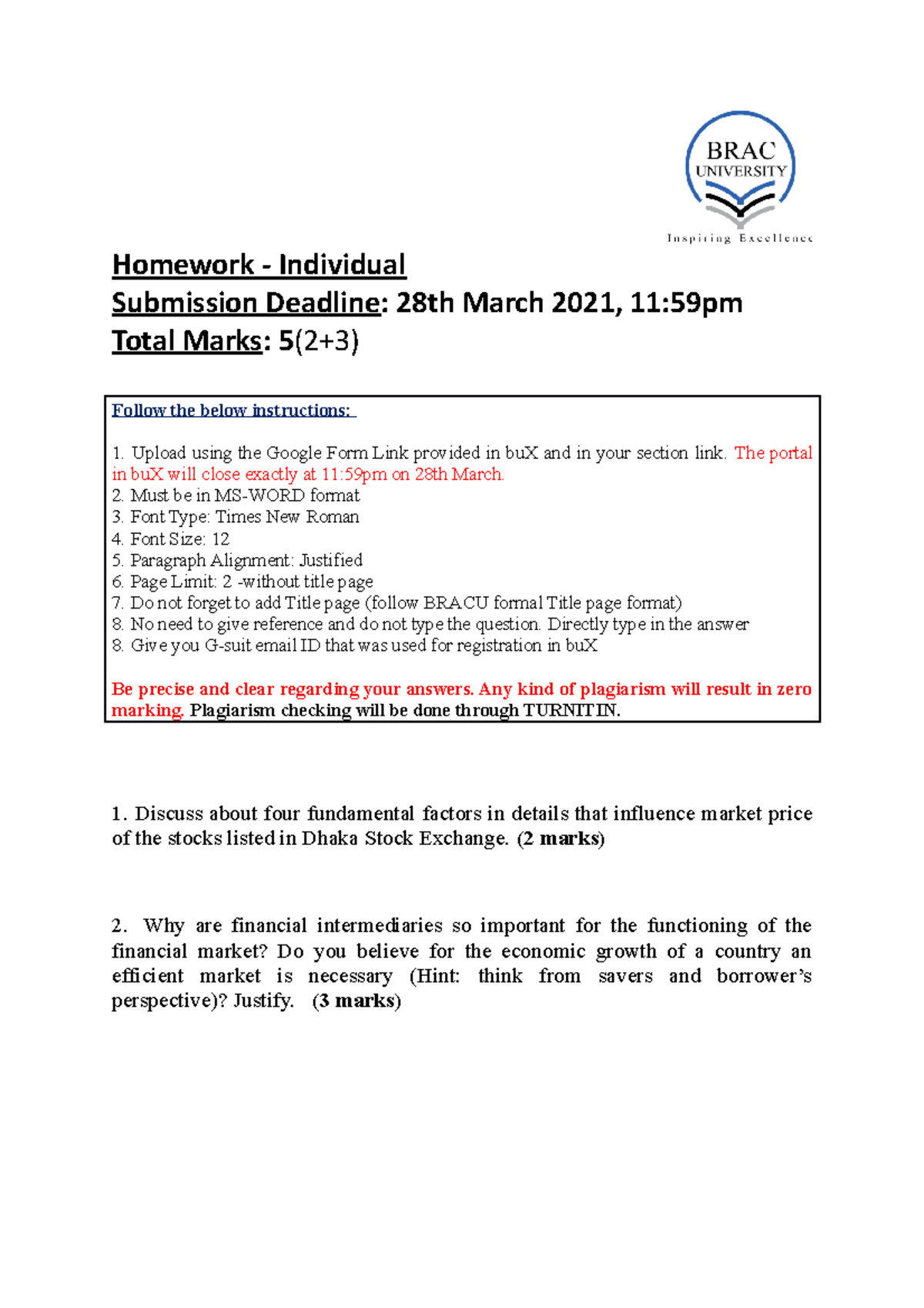 Homework Guideline - Homework - Individual Submission Deadline: 28th ...
