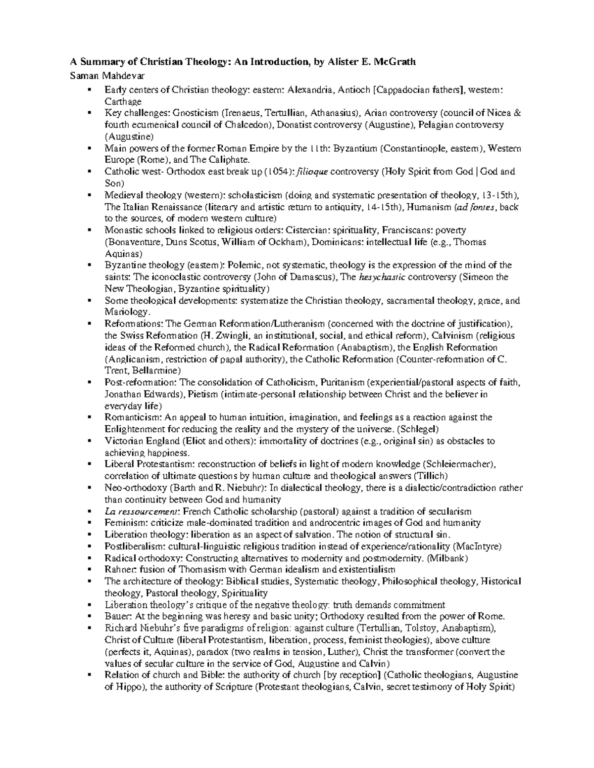 Mc Grath-Introduction to Christian theology - A Summary of Christian ...