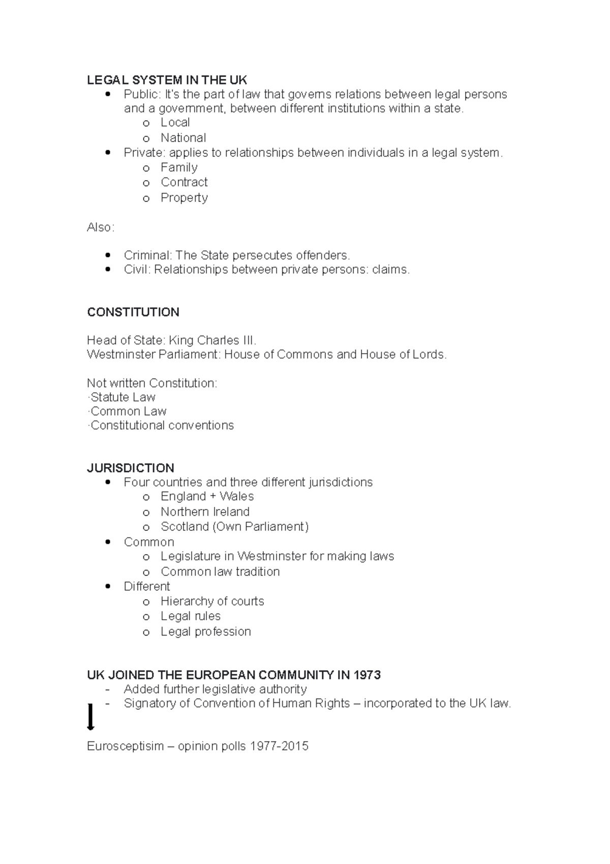 Legal system on the uk 1 - Apuntes inglés jurídico - LEGAL SYSTEM IN ...