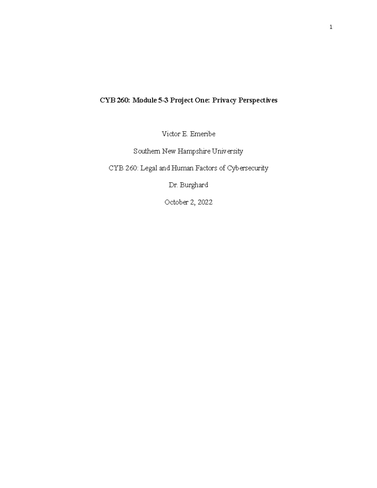 CYB 260 Module 5-3 Project one Victor Emeribe - CYB 260: Module 5-3 ...
