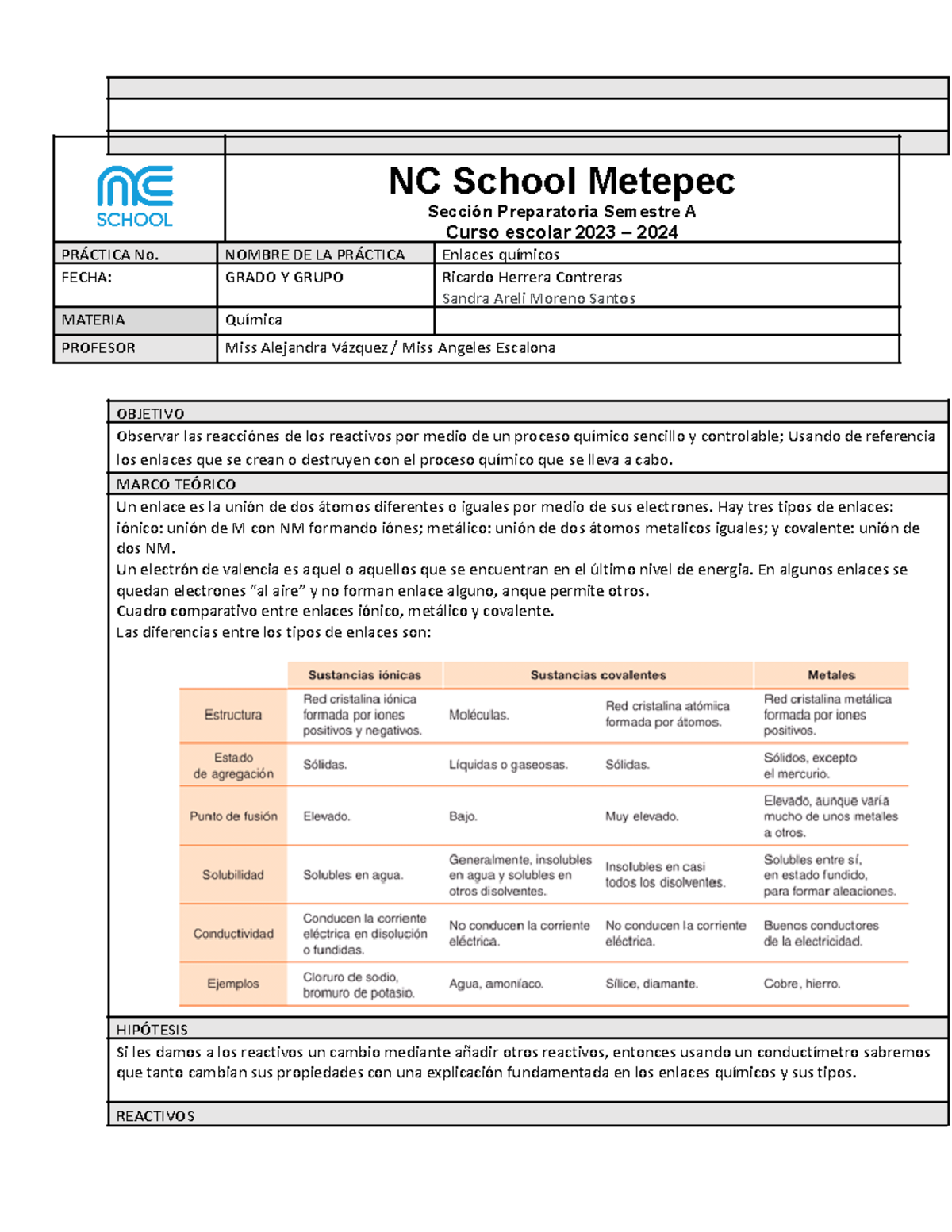 Copia de Práctica Enlaces - NC School Metepec Sección Preparatoria ...