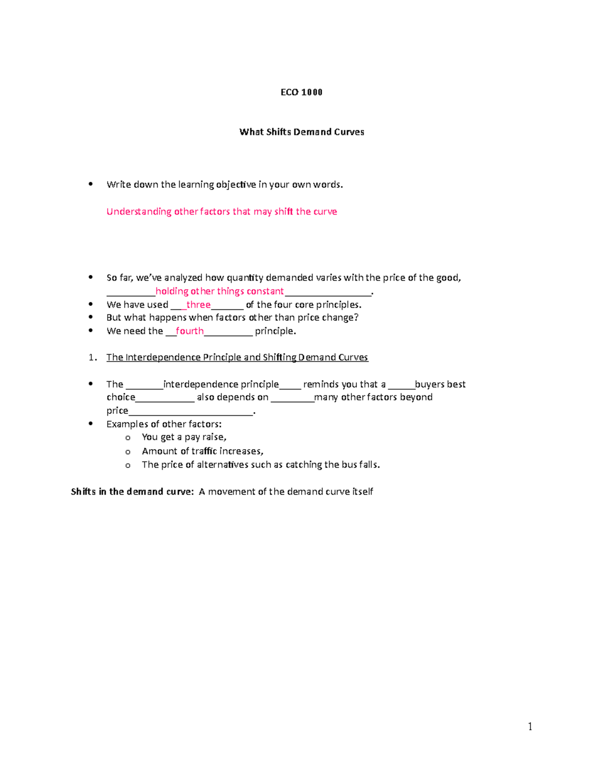 Ch2 - What shifts demand curves - ECO 1000 What Shifts Demand Curves ...