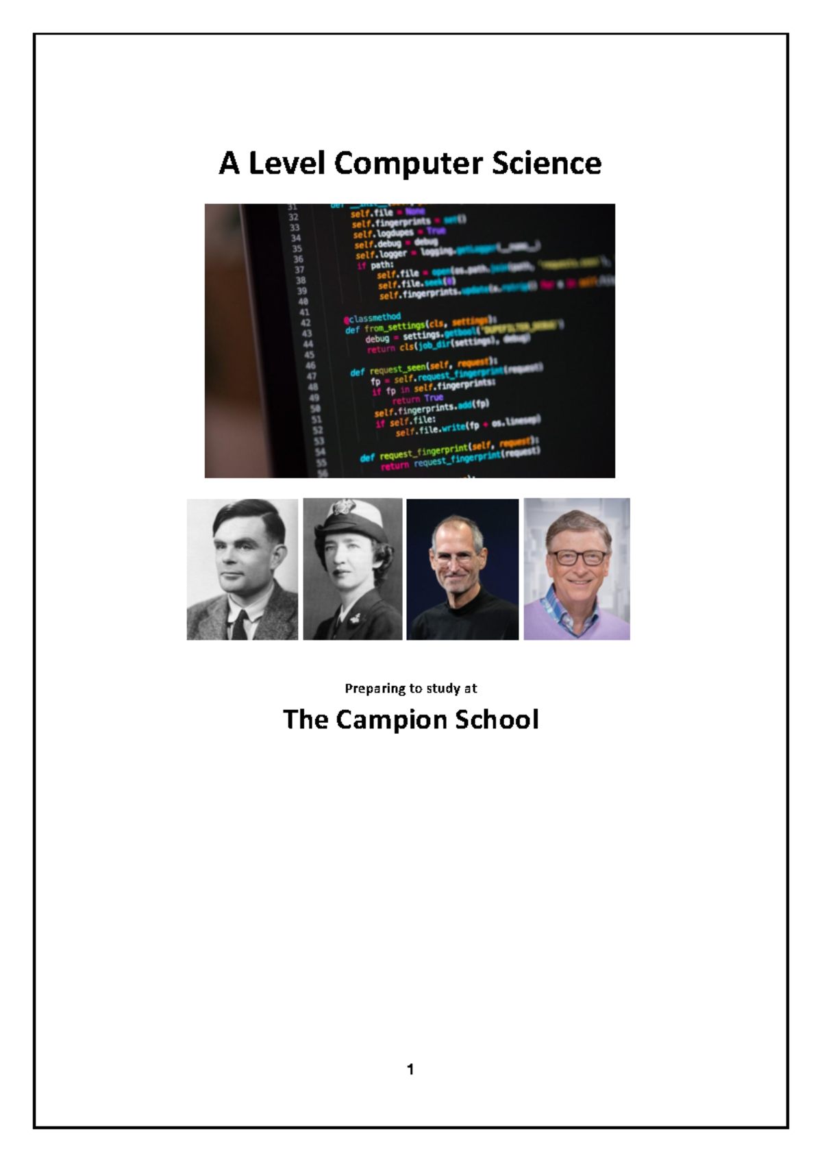 Preparing to Study A Level Computing at The Campion School 2022 - A ...