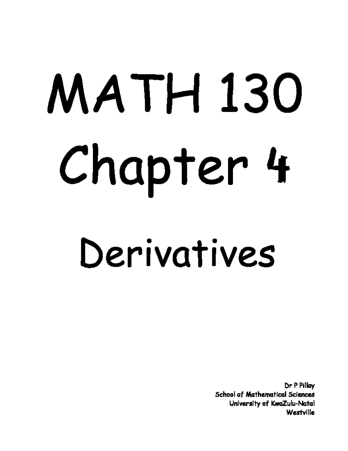 Calculus Chapter 4 - Cslc notes - MATH130 - Studocu