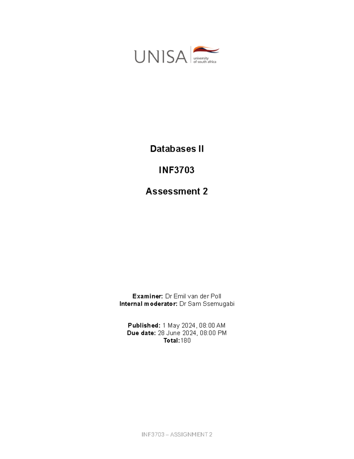 INF3703-Assignment 2-Instructions - Databases II INF Assessment 2 ...