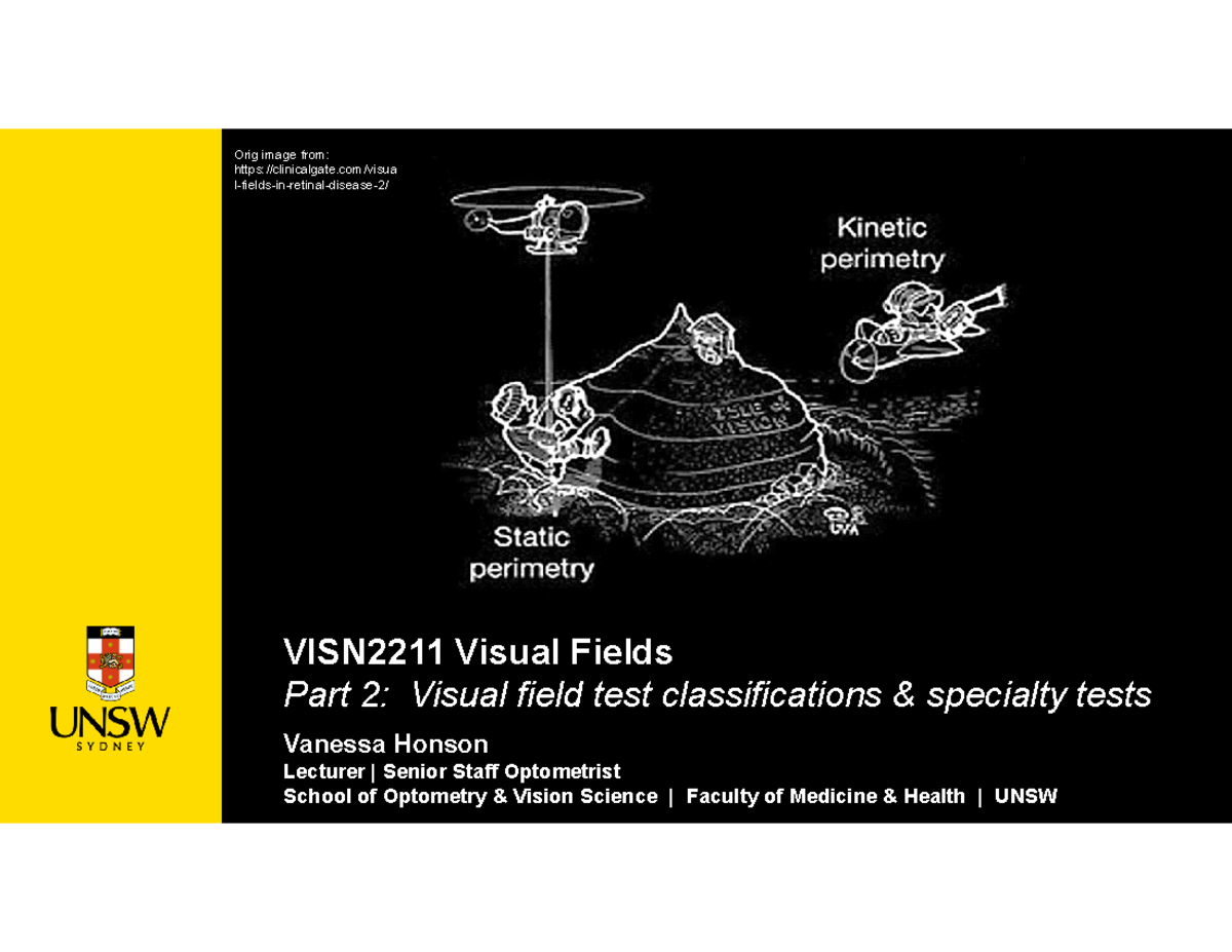 W4-5 VF2 Classification and specialty tests handout - VISN2211 Visual ...