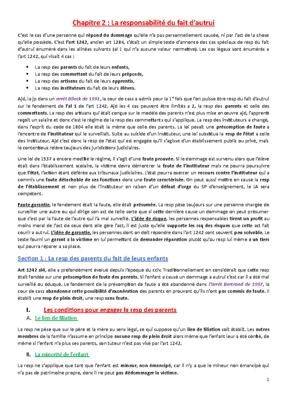 Chapitre 2. La responsabilité du fait d'autrui - Chapitre 2 : La ...