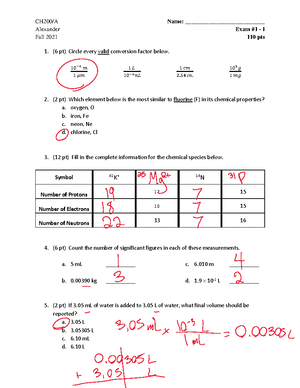 Practice Final Exam - Chemistry 1 - CH-200/200A Name ...
