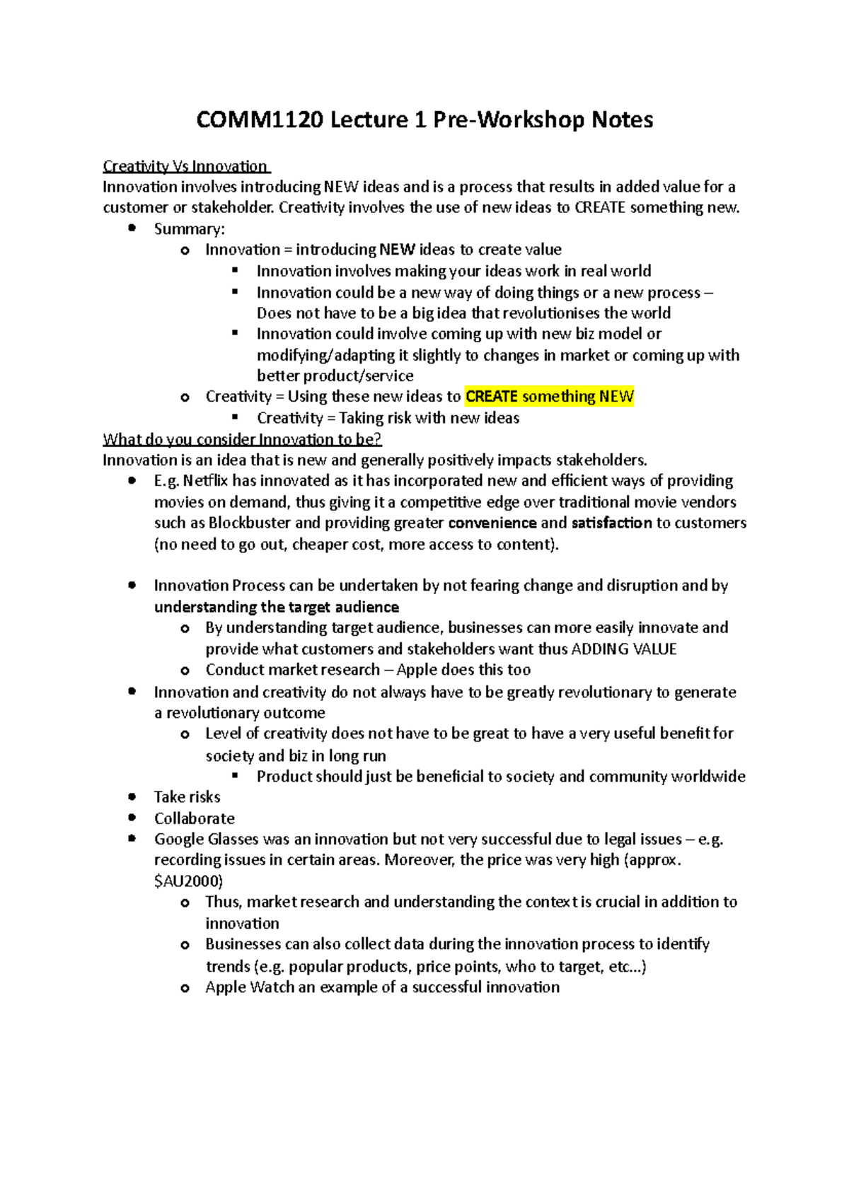 COMM1120 L1 Pre Workshop - COMM1120 Lecture 1 Pre-Workshop Notes ...