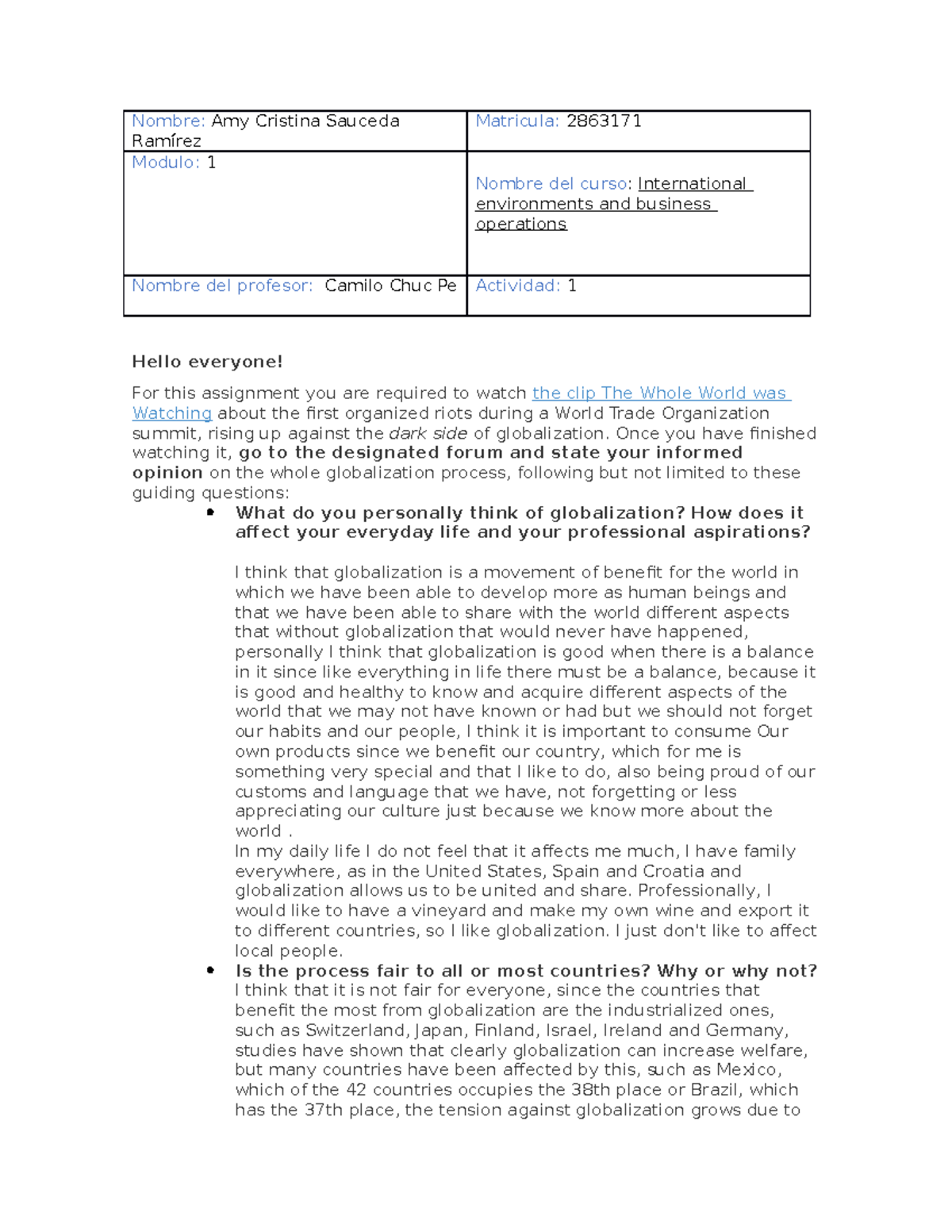 Act camilo - actividad - Nombre: Amy Cristina Sauceda Ramírez Matricula ...