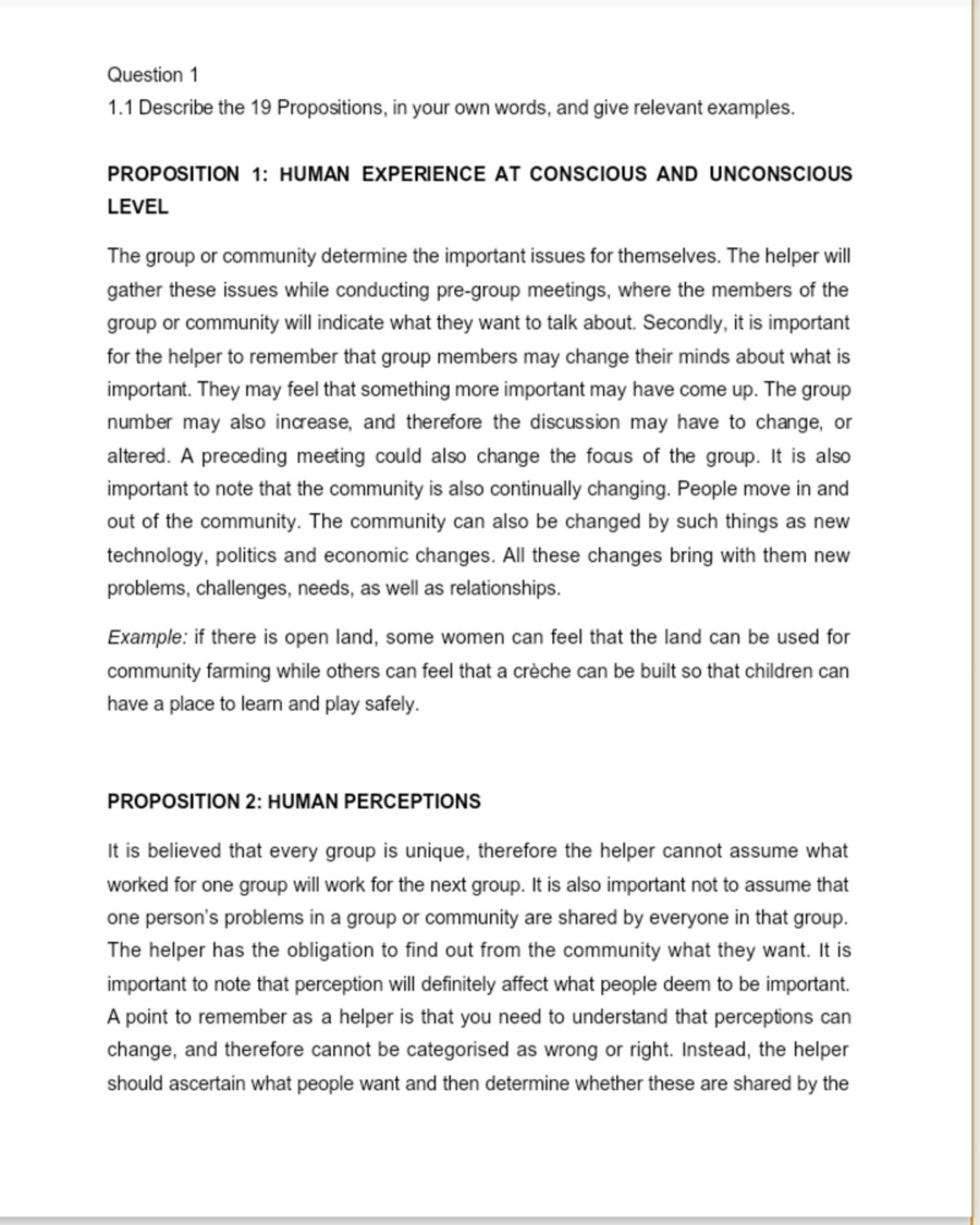 Propositions - Notes for social case work. - BSW3705 - Unisa - Studocu