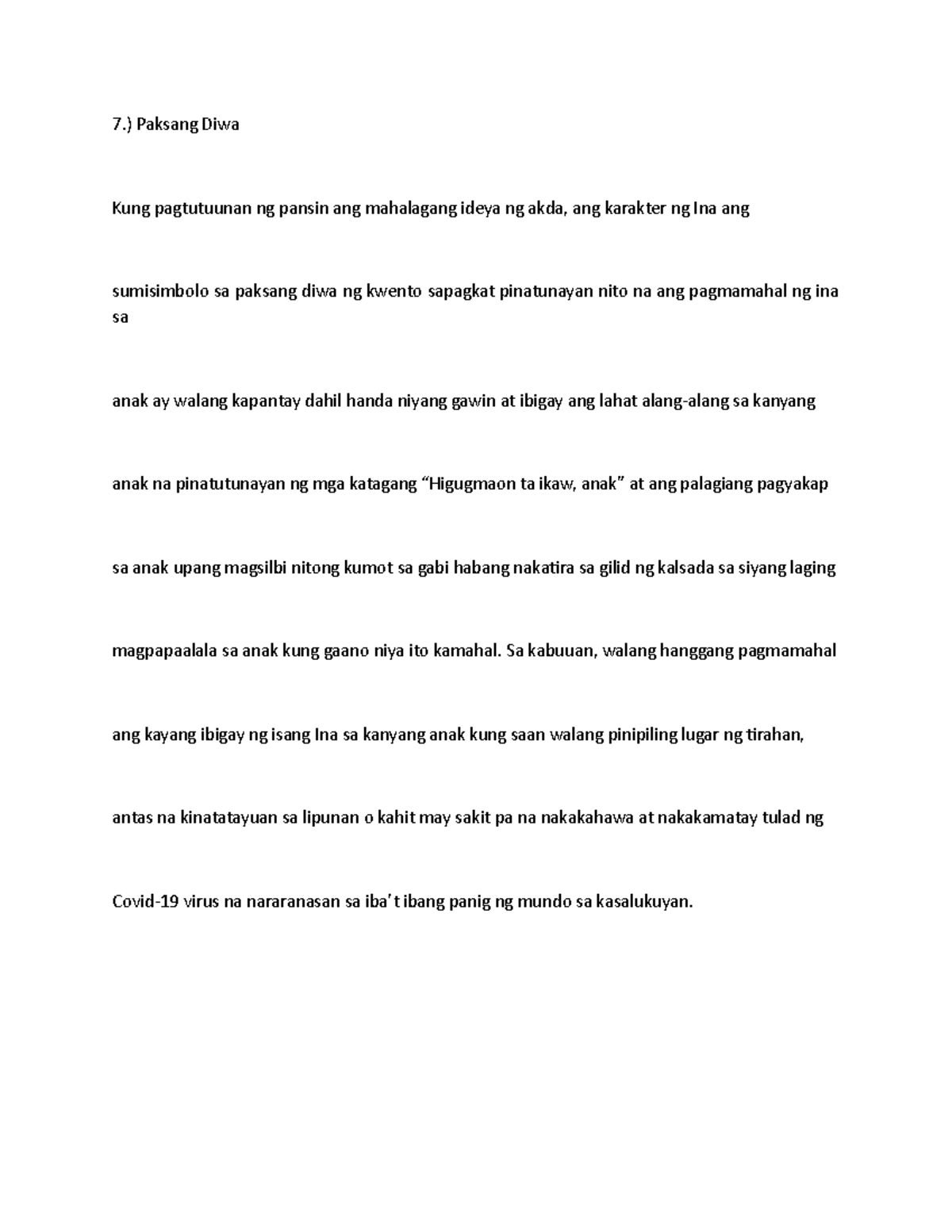 Fillit 1-24 - 7.) Paksang Diwa Kung pagtutuunan ng pansin ang ...