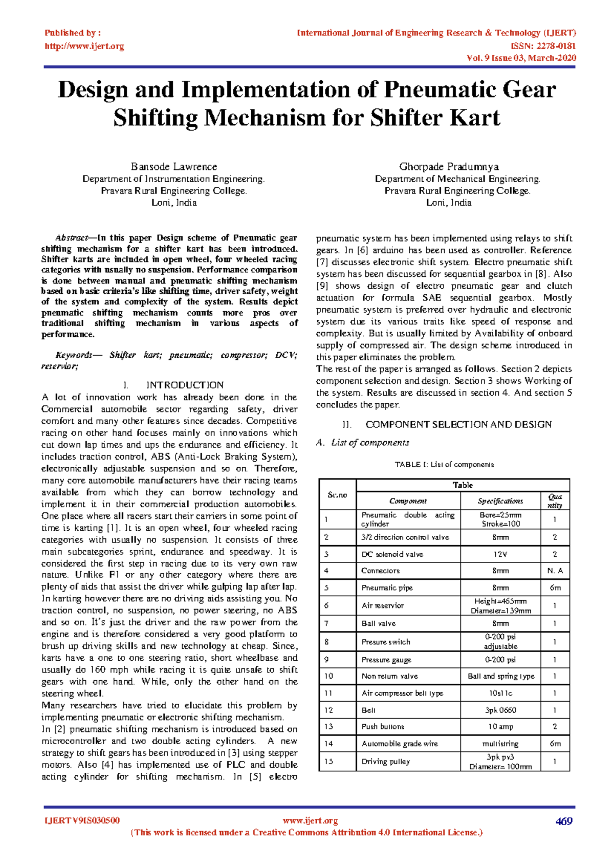Design and Implementation of Pneumatic Gear Shifti - Design and ...