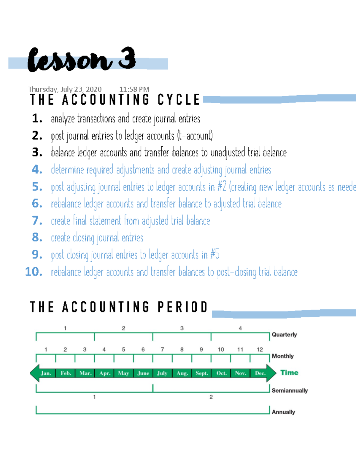 Acctg lesson 3 - T H E A C C O U N T I N G C Y C L E analyze ...