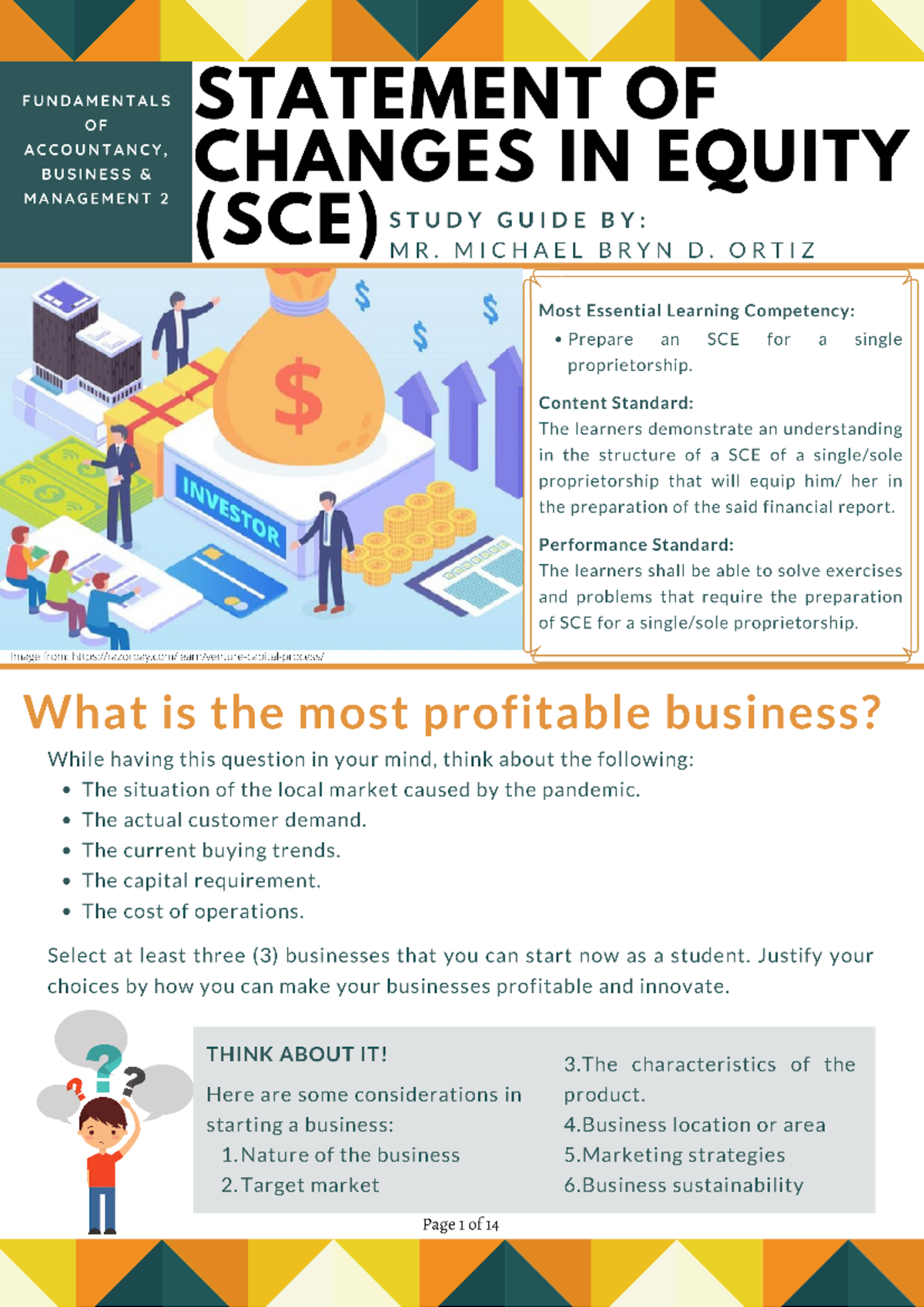 FABM 2 SCE-Study-Guide - FUNDAMENTALS STATEMENT OF OF ACCOUNTANCY ...