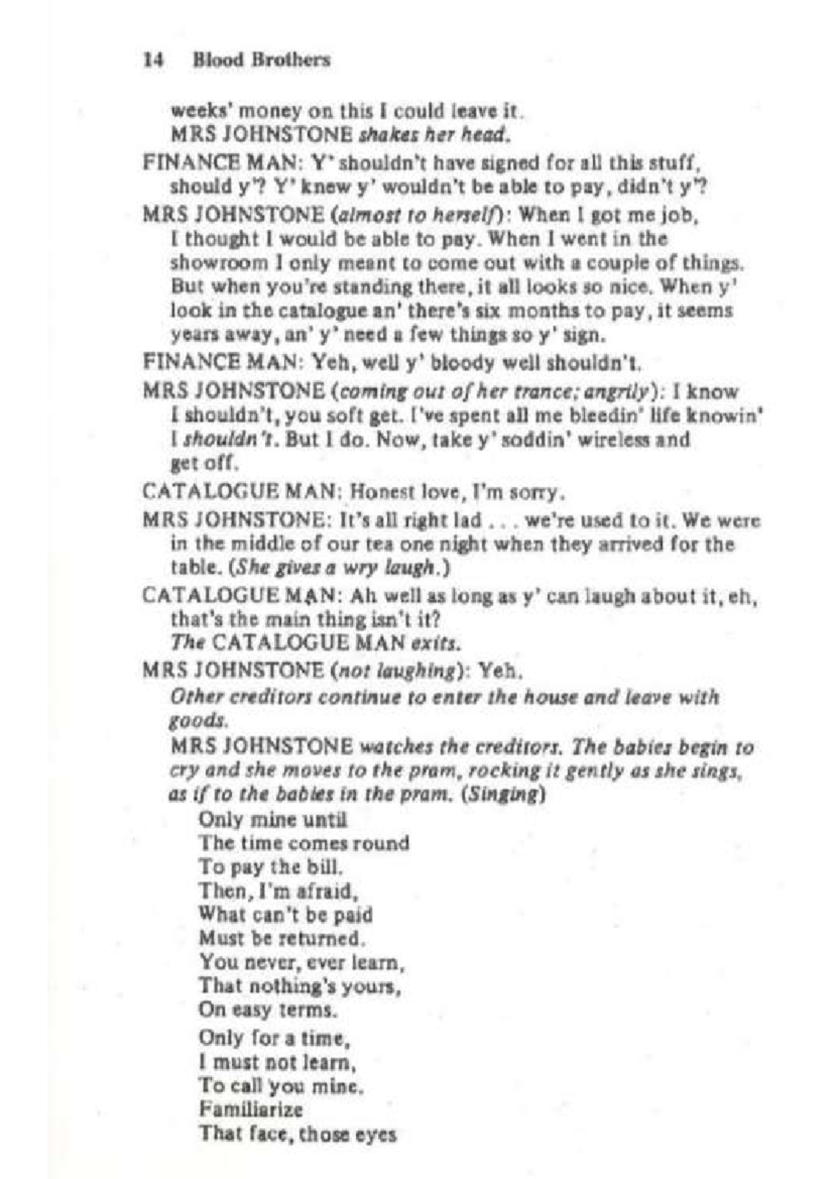 IMG 7945 - ACT ONE OF THE POPULAR MUSICAL PLAY BLOOD BROTHERS BY WILLY ...