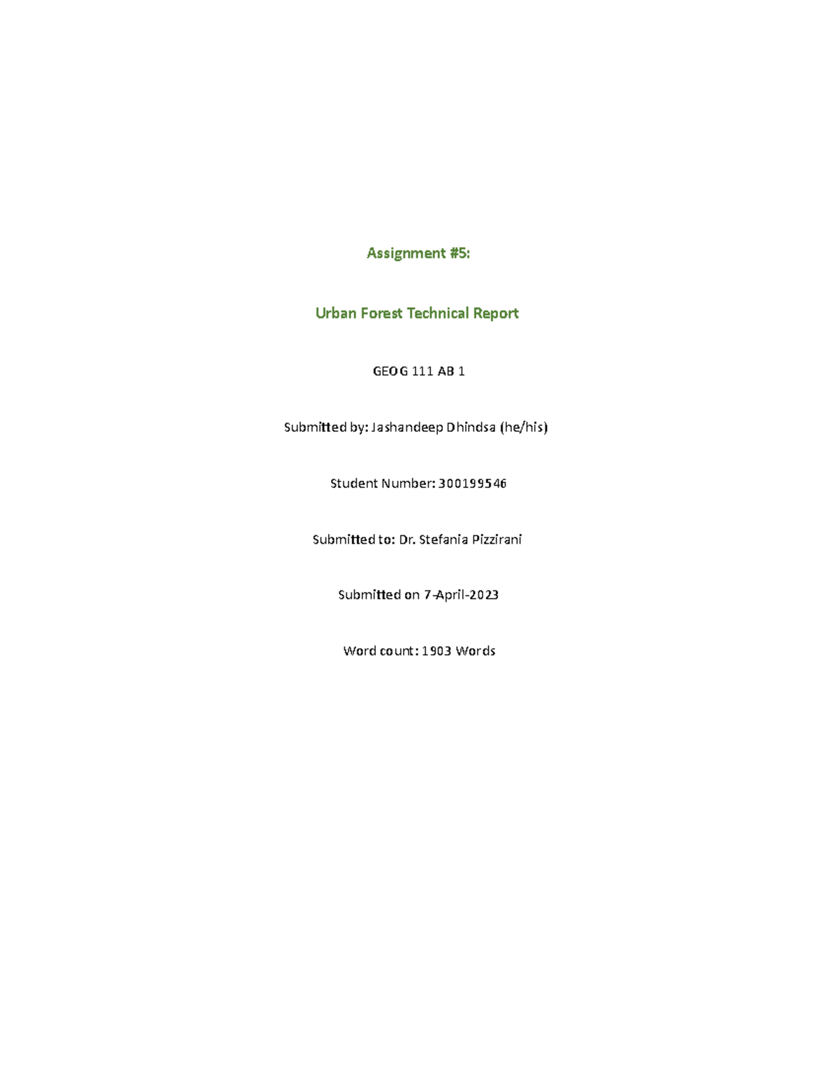 Tree Meaurement Final Report - Assignment #5: Urban Forest Technical ...