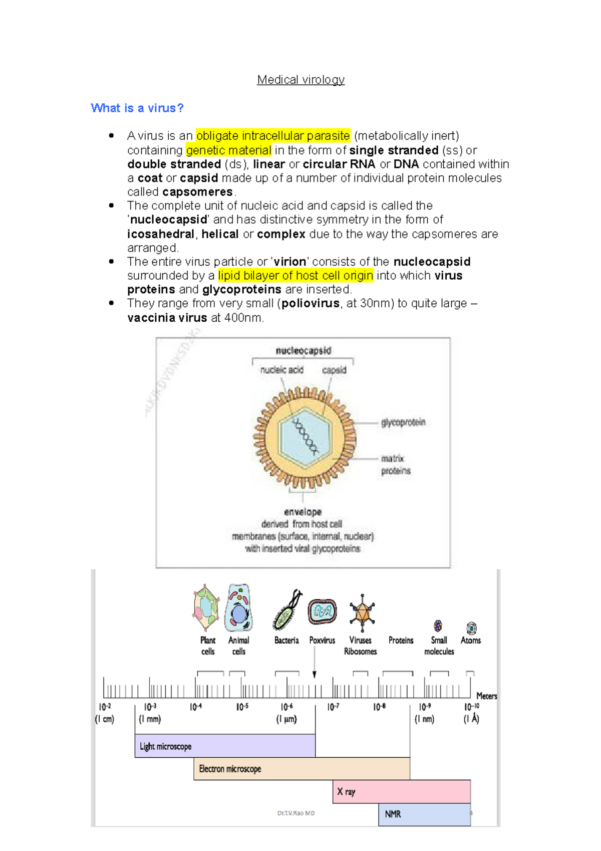 Medical virology - Lecture notes 2 - Medical virology What is a virus ...