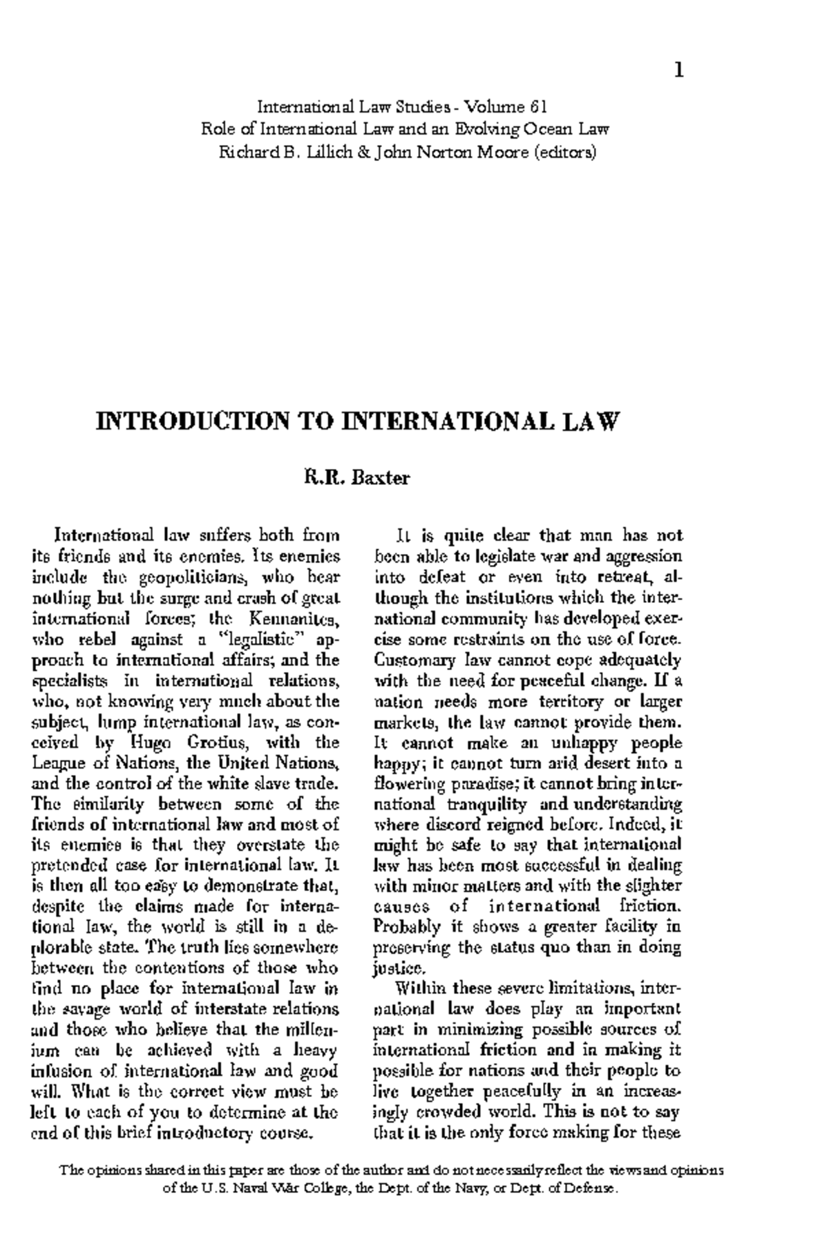 Introduction TO International LAW - INTRODUCTION TO INTERNATIONAL LAW R ...