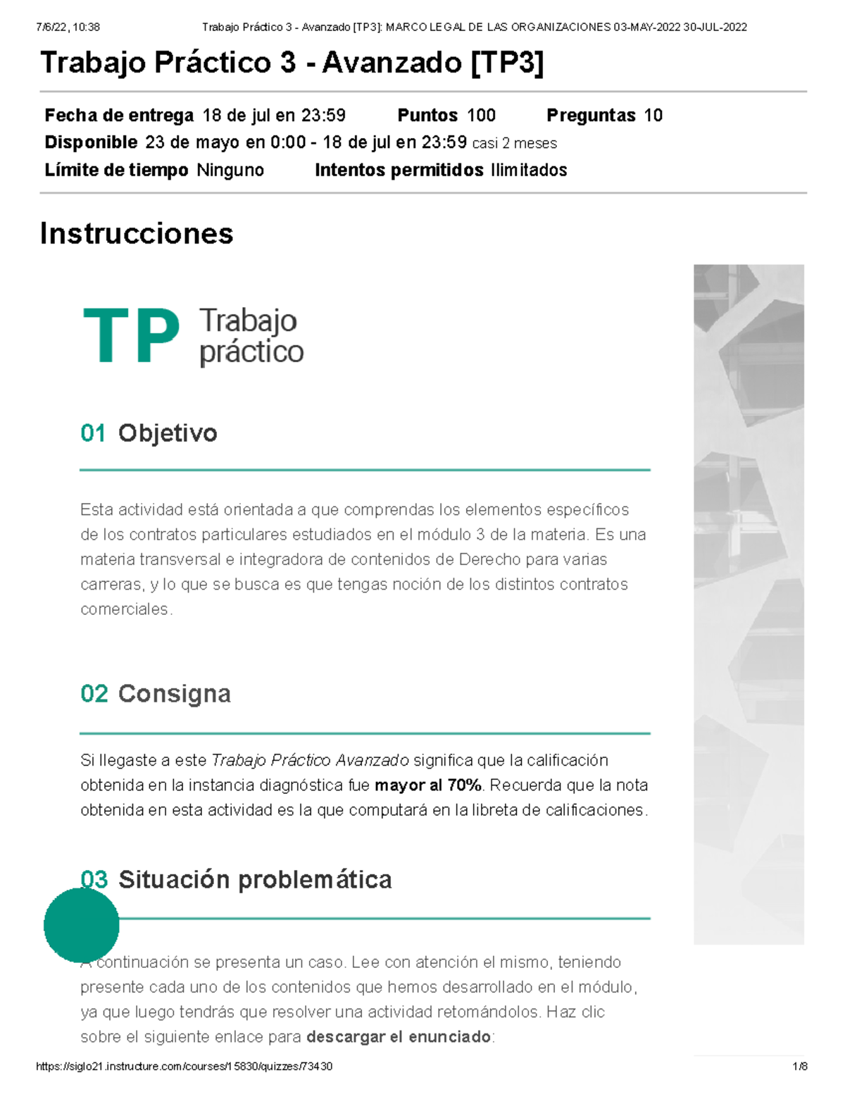 TP3 Avanzado Marco Legal Rober - Trabajo Práctico 3 - Avanzado [TP3] Fecha de entrega 18 de jul ...