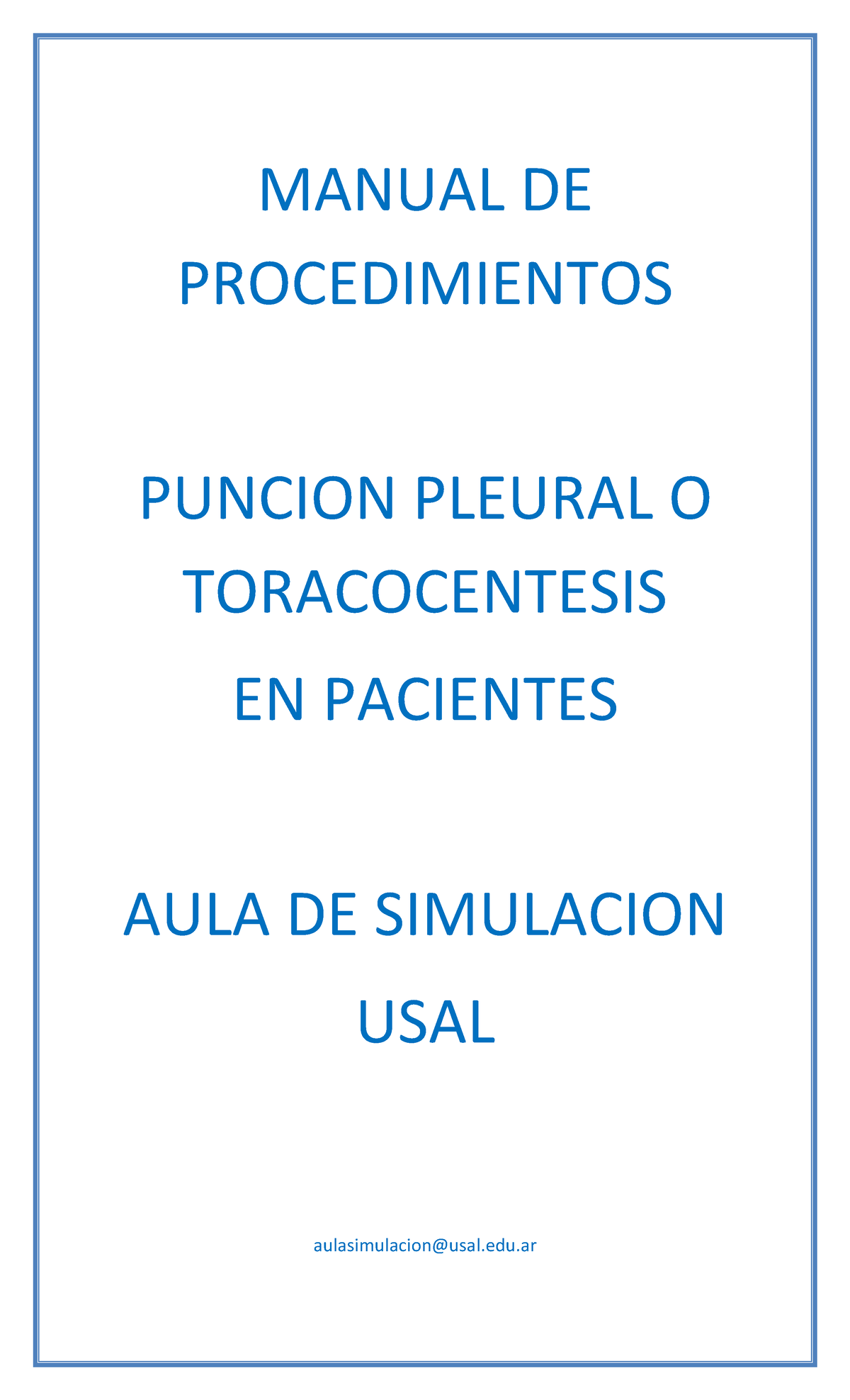 Manual de procedimientos toraconcentesis - MANUAL DE PROCEDIMIENTOS ...