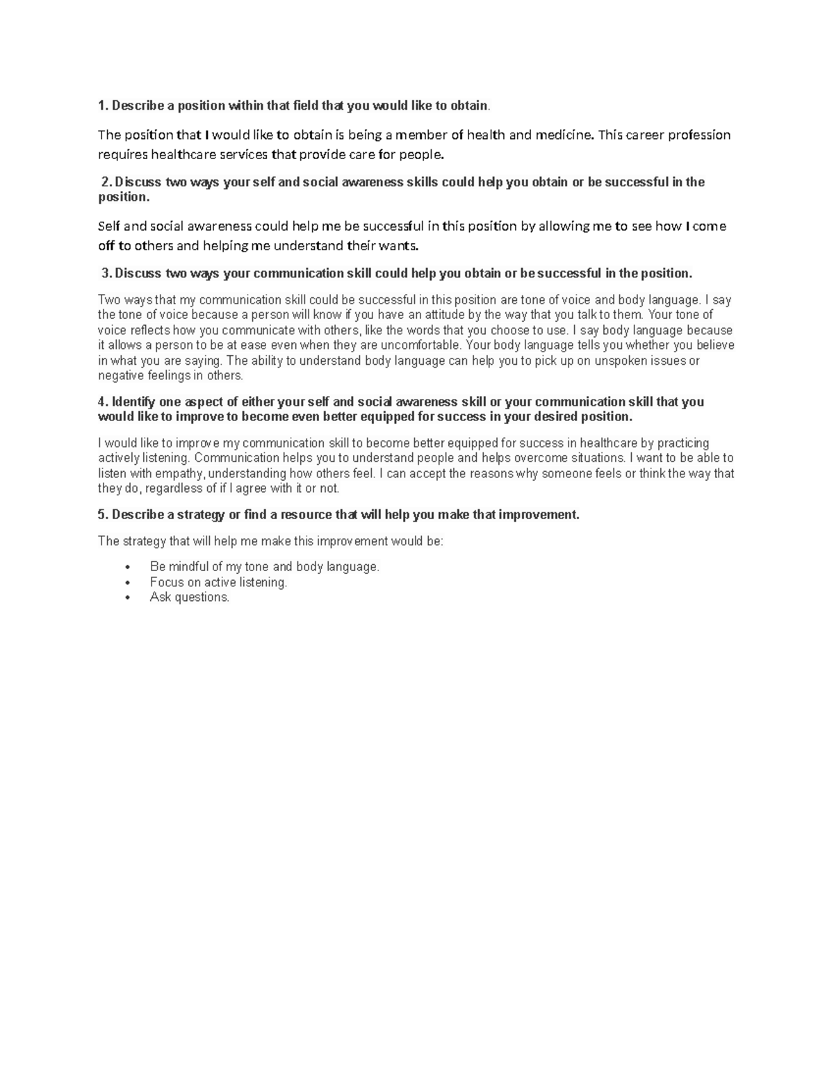 Week 5 Reflection - Week 5 Reflect - 1. Describe a position within that field that you would ...