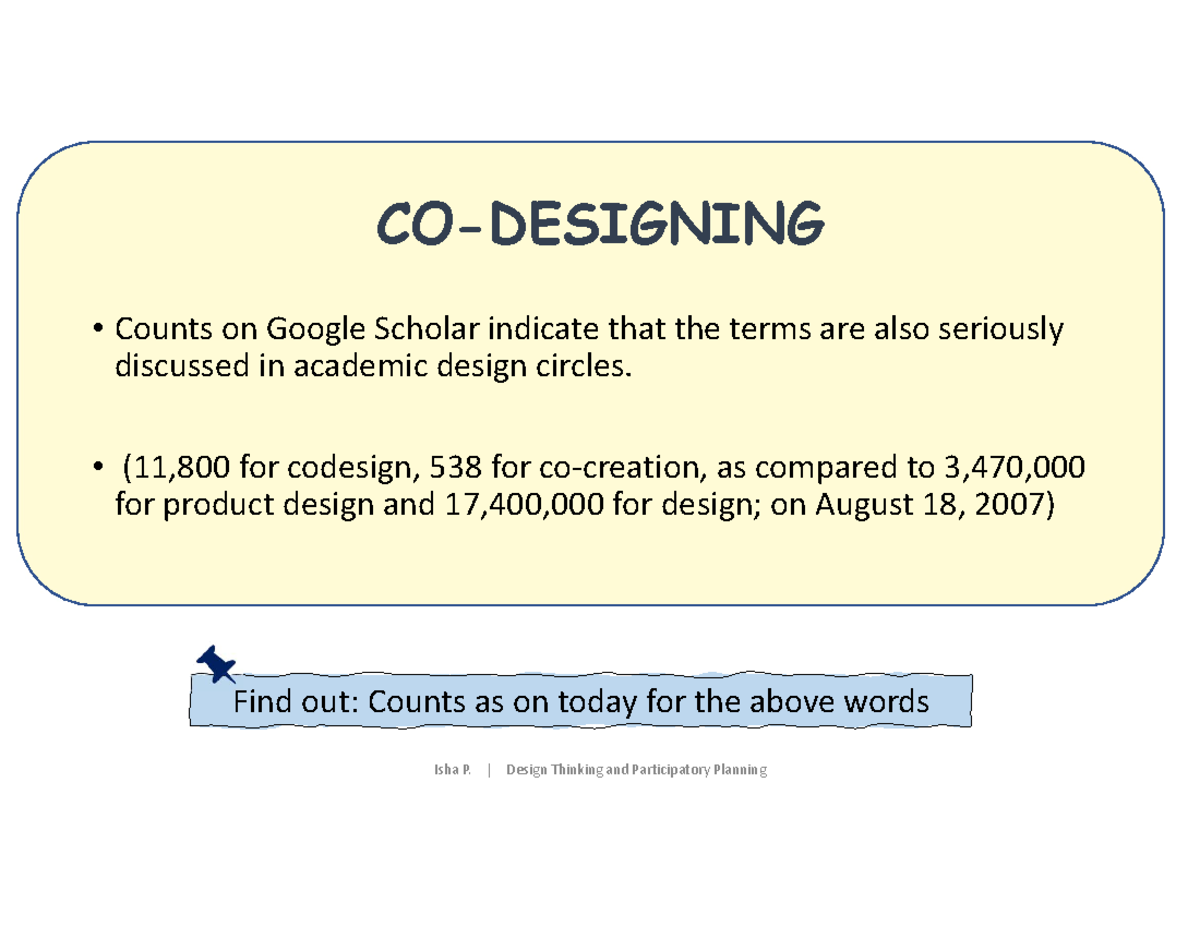 IOC-Design Thinking- Notes 3 - CO-DESIGNING • Counts on Google Scholar ...