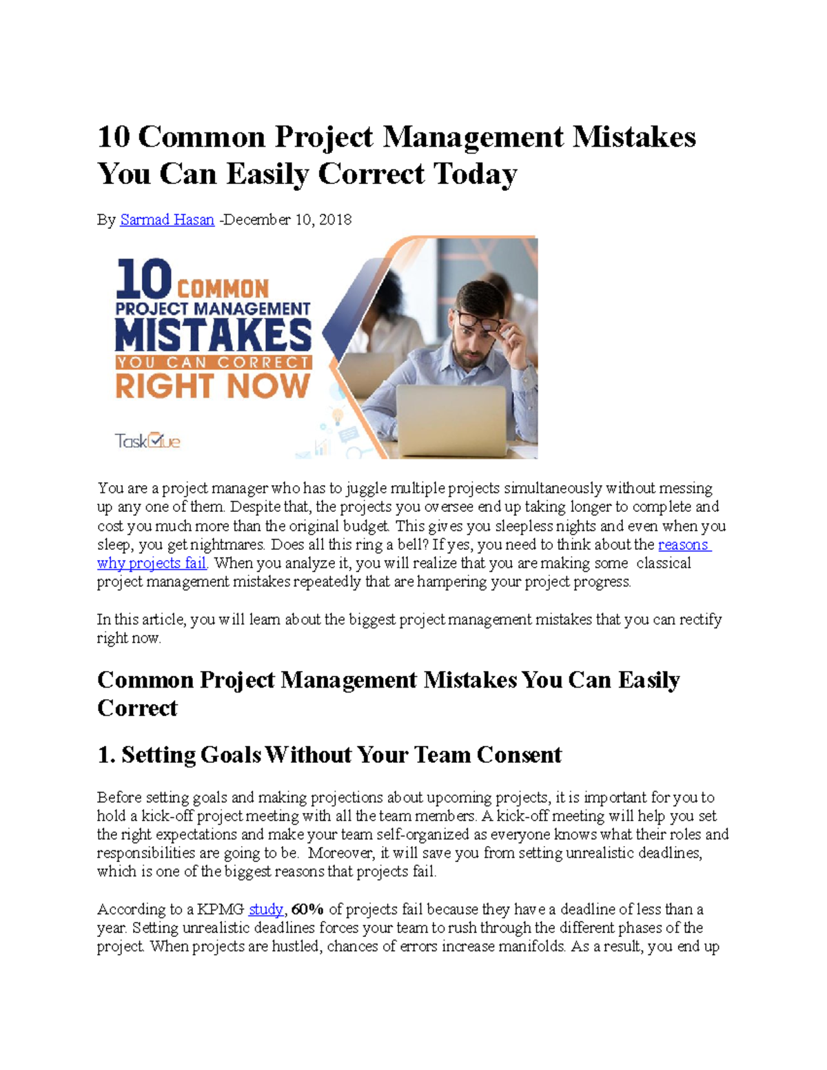 10 Common Project Management Mistakes in software - 10 Common Project ...