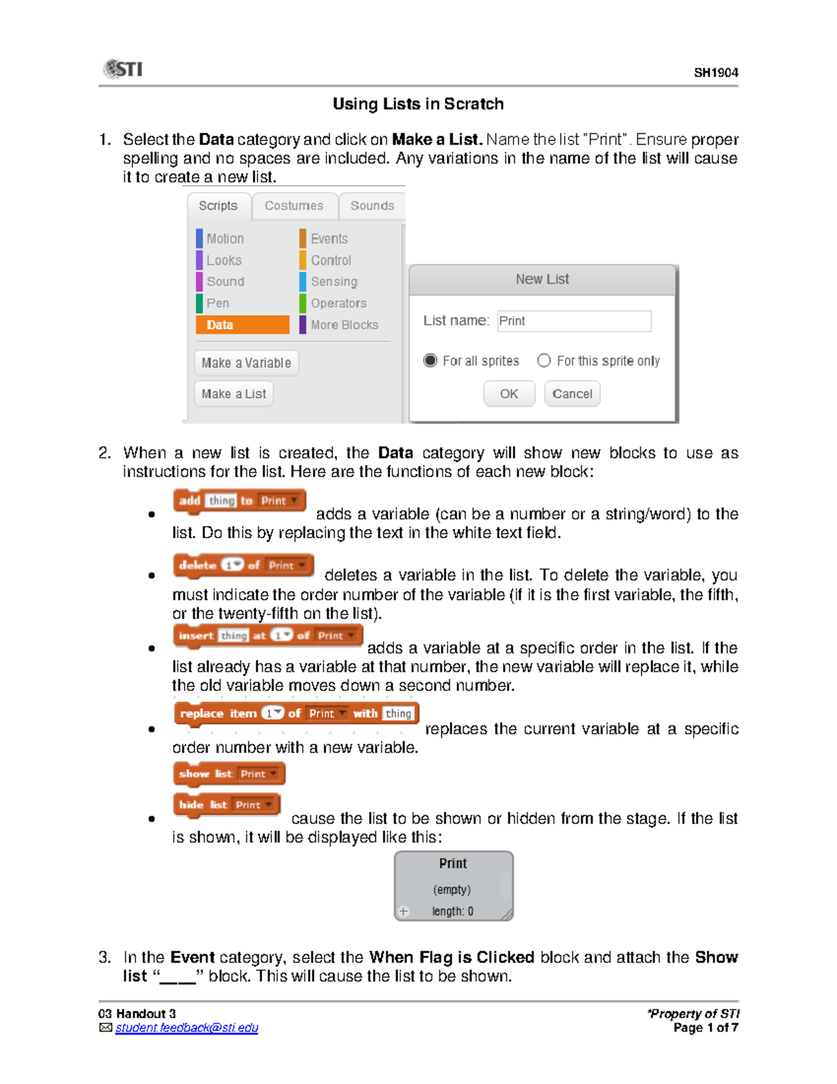 Using Lists in Scratch - Media and Information Literacy - STI Handouts ...