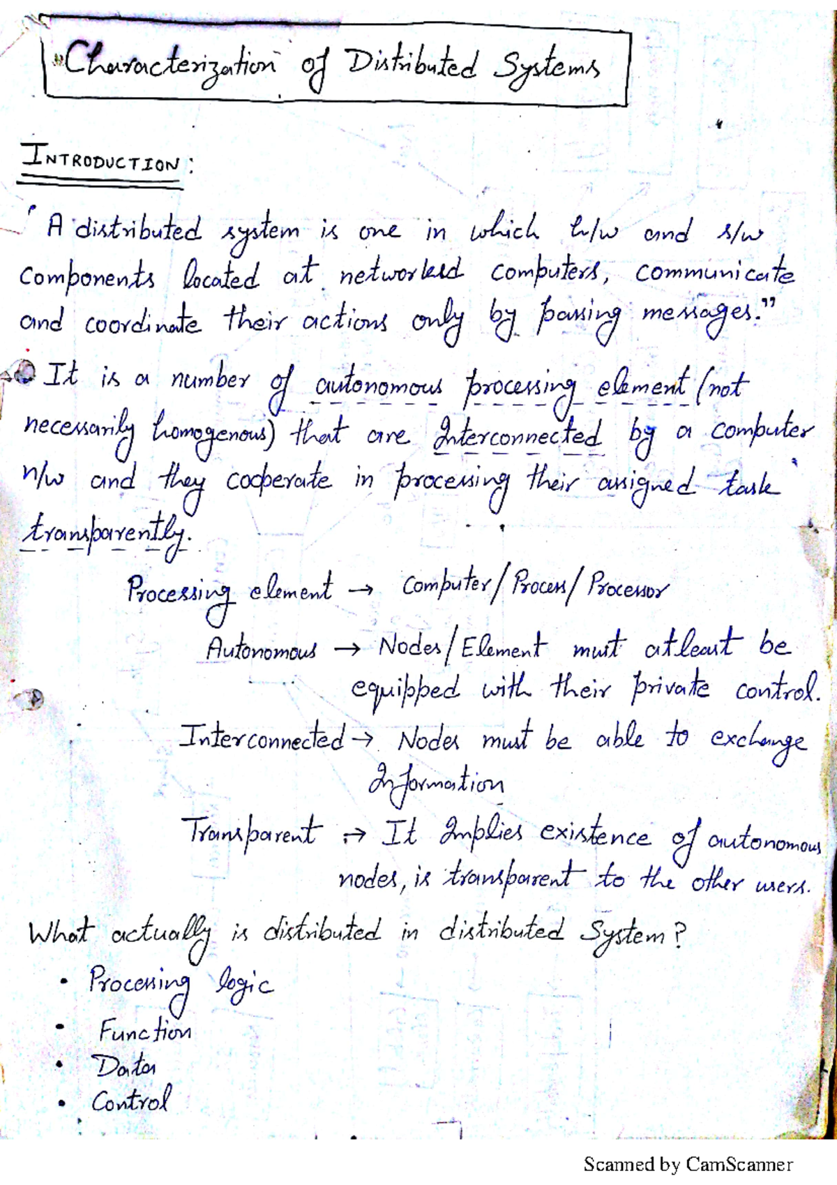 Unit 1 - Chapter 1 notes - Characterization of Distributed Systems ...