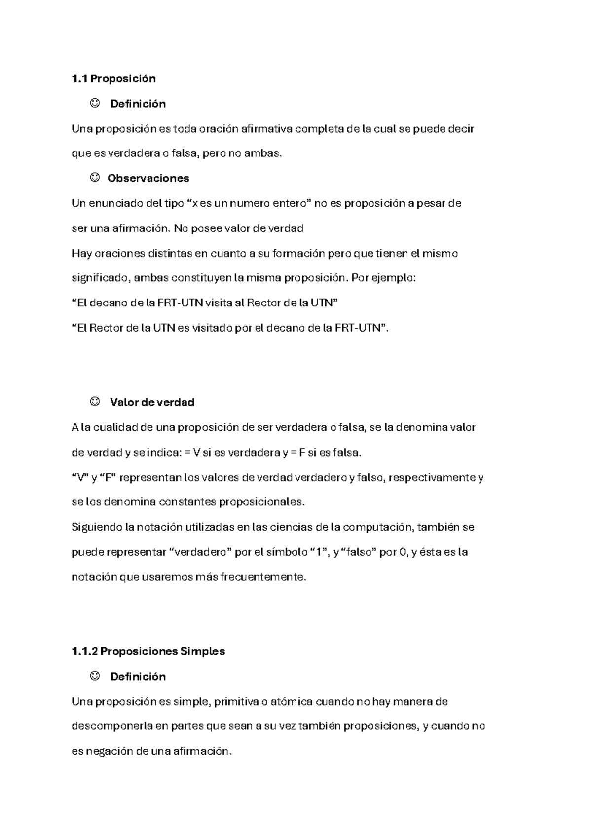 Apuntes de Logica - 1 Proposición ☺ Definición Una proposición es toda ...