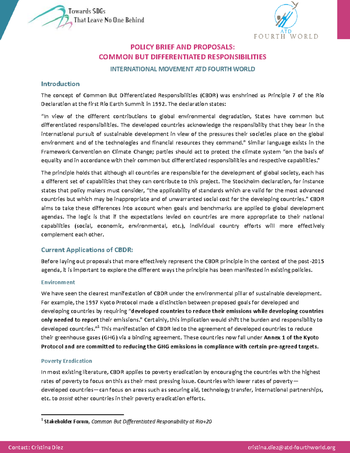 CBDR Basics Policy Brief - POLICY BRIEF AND PROPOSALS: COMMON BUT ...