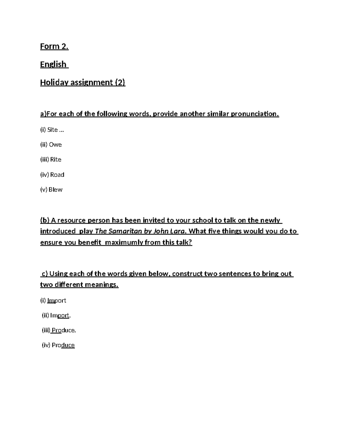 English Assignment 2 It Is A Good Paper With Nice Revision Questions